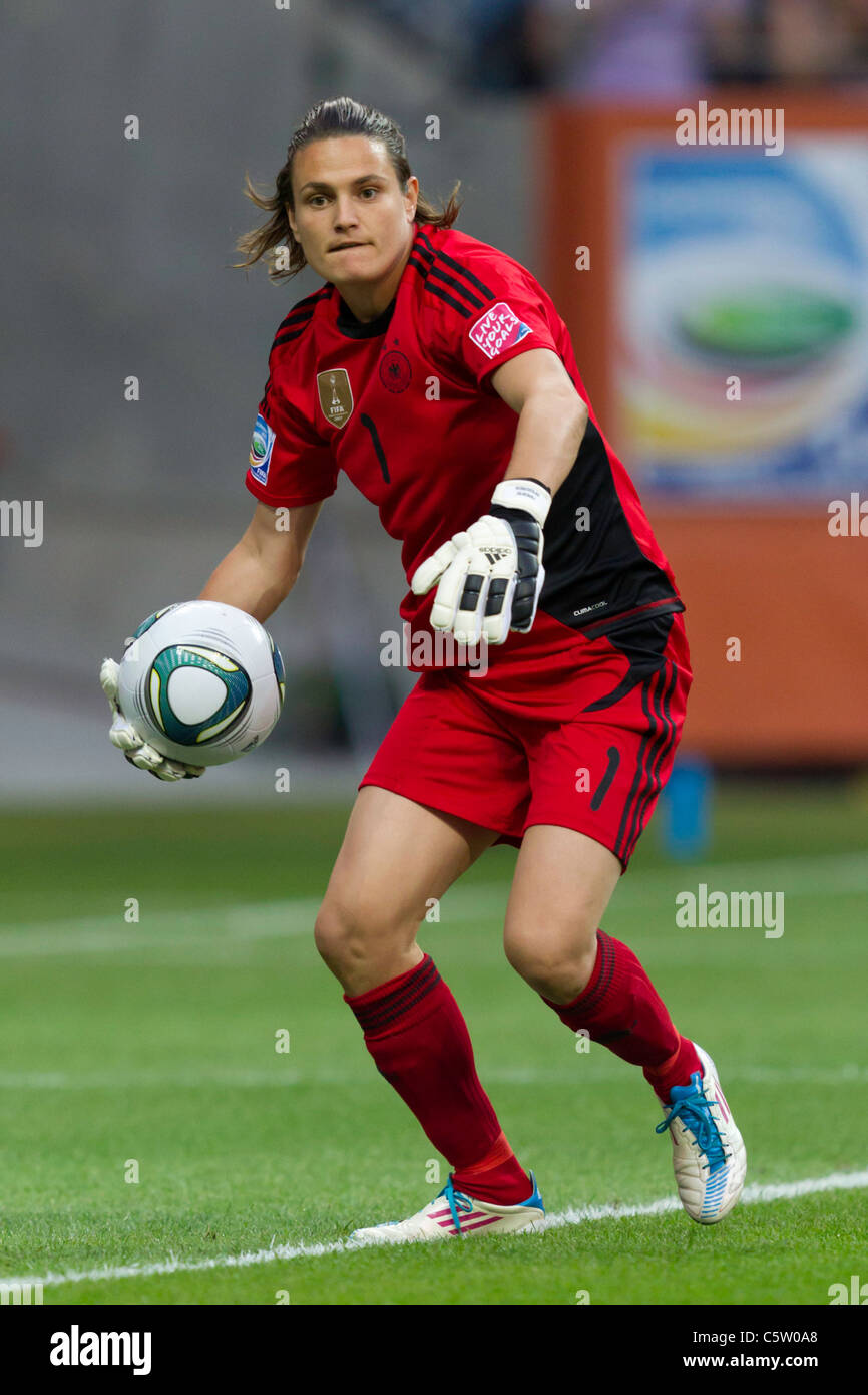 Germany goalkeeper Nadine Angerer sets to throw the ball during a FIFA ...