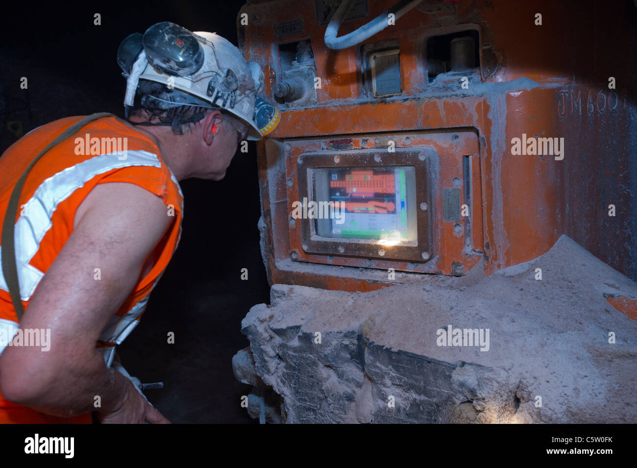 A continuous miner in Boulby Potash mine is checked for rate of ...