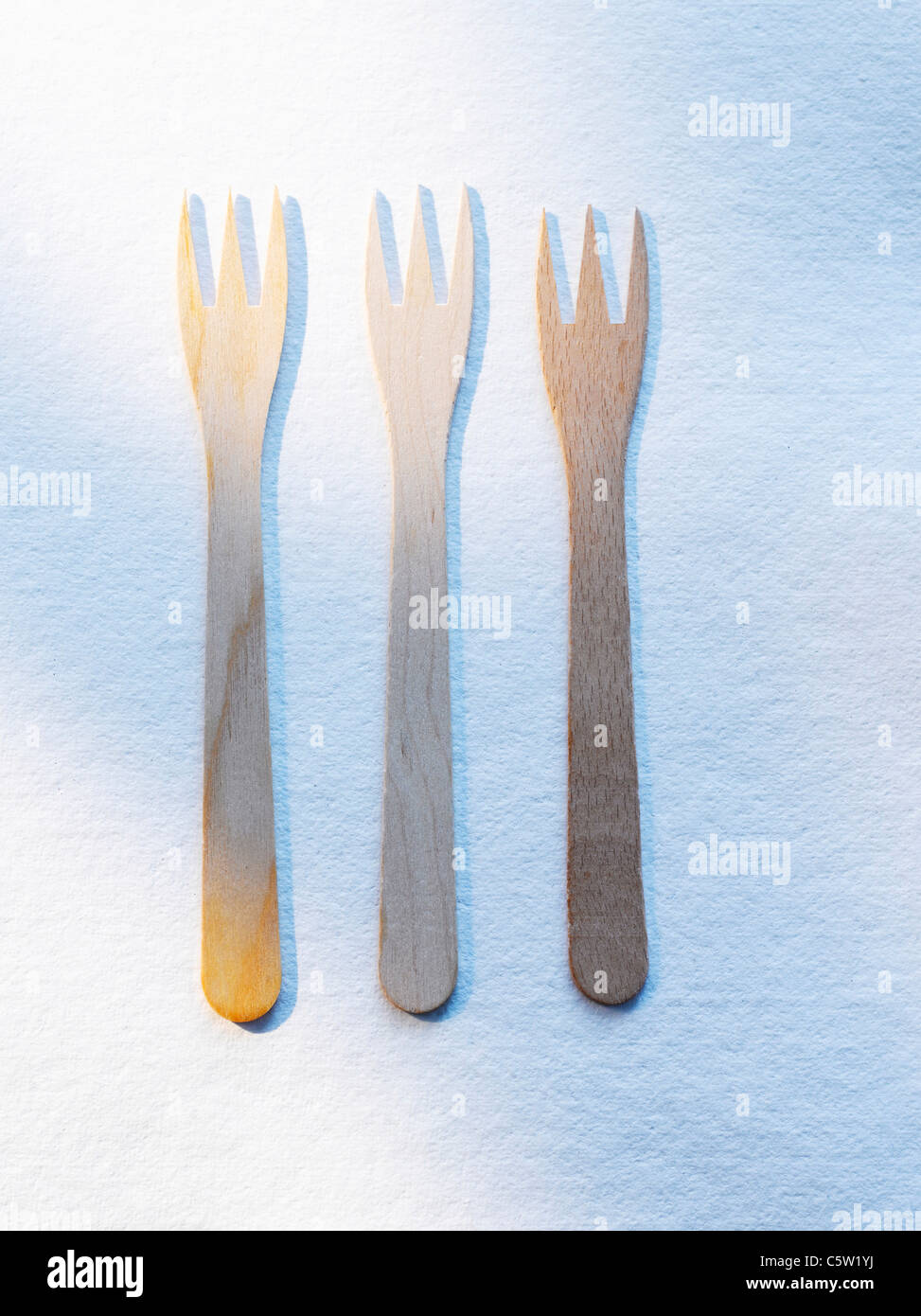 Wooden forks, elevated view Stock Photo - Alamy