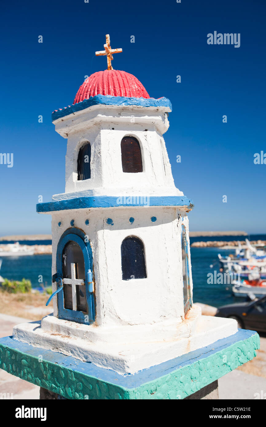 A Greek orthodox roadside shrine in Sigri, on Lesbos, Greece, used by ...