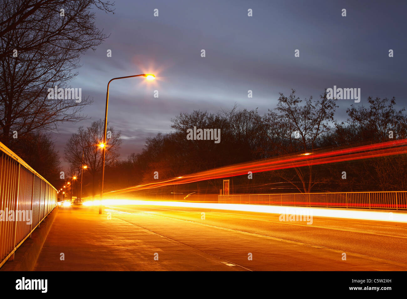 Bridge at night with car lights Stock Photo - Alamy