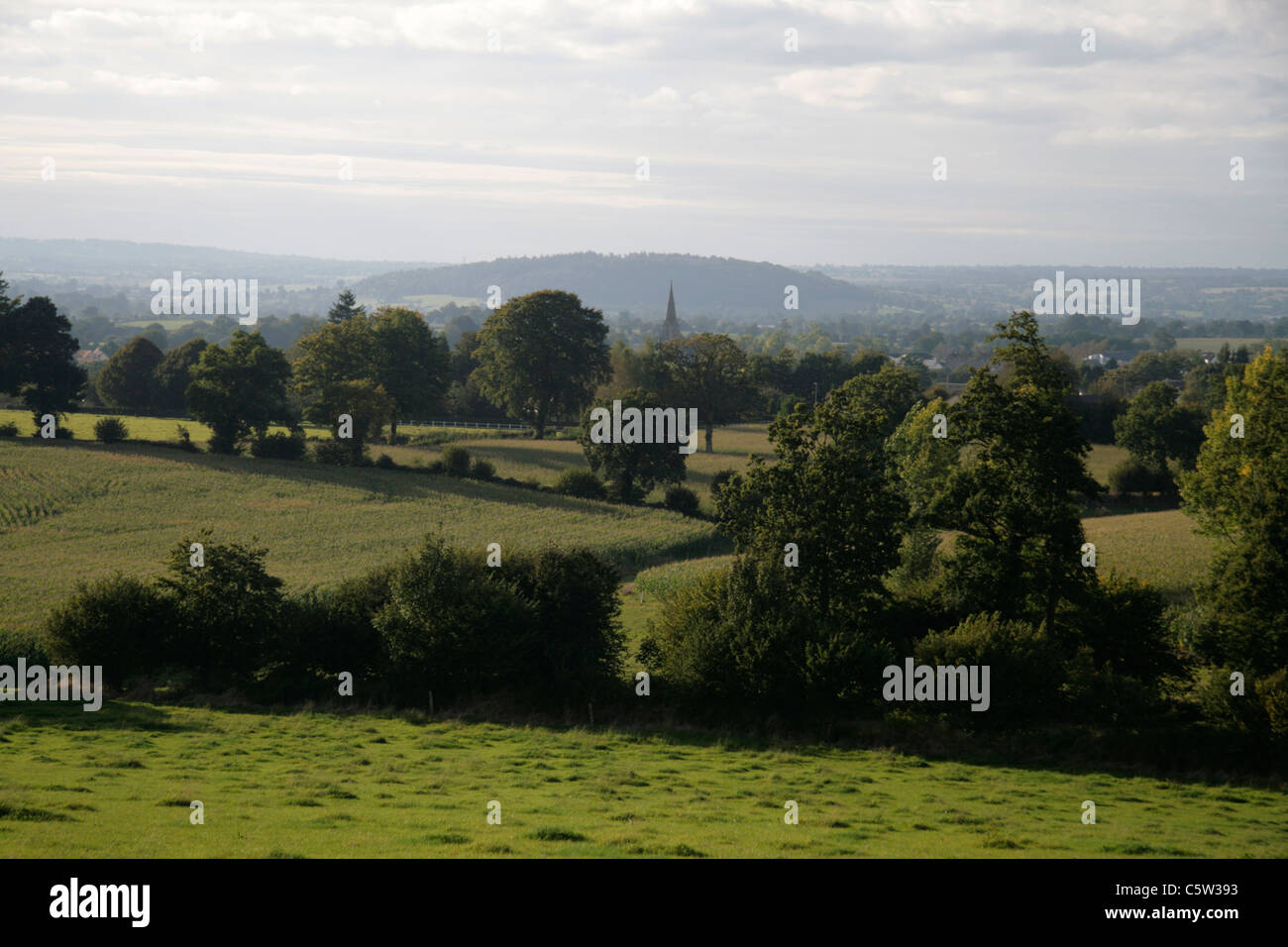 Landscape of the Normandy countryside, summer, late afternoon, the bell ...