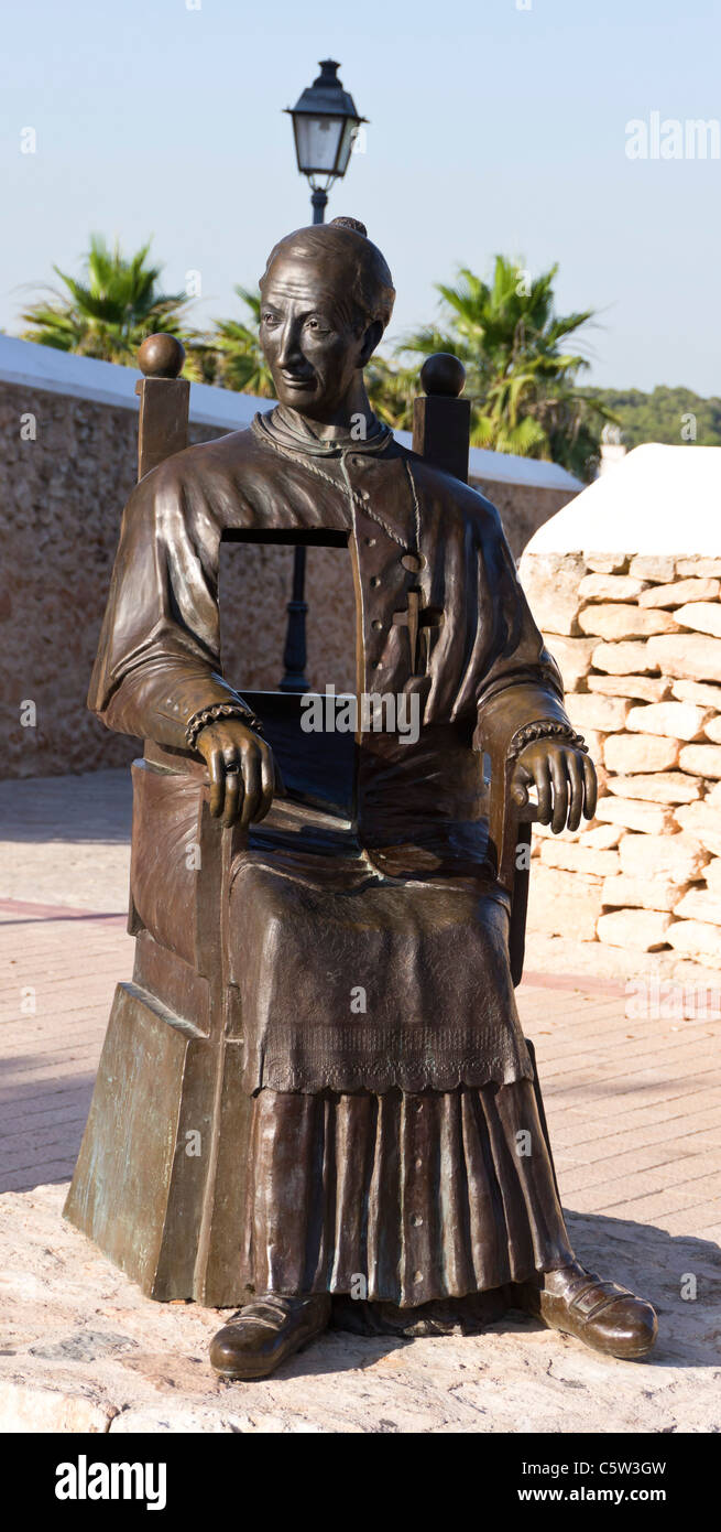 Santa Gertrudis Ibiza. The bronze statue of Manuel Abad y Lasierra ...