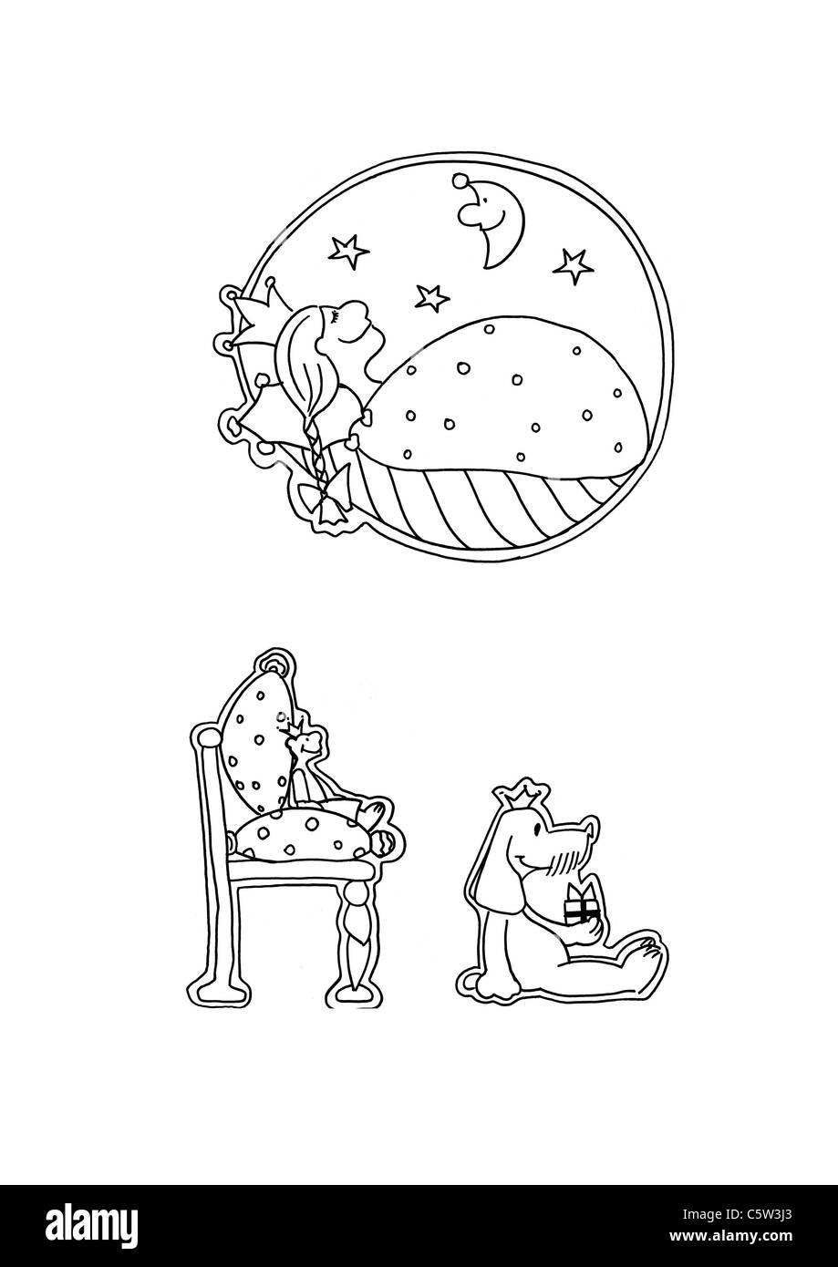 Illustration, Little Princess dreaming Stock Photo - Alamy