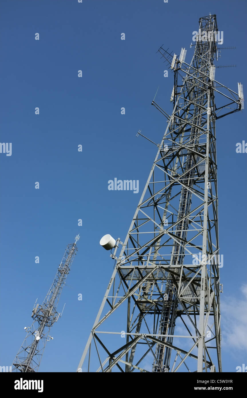 Communication tower of square cross-section lattice construction ...