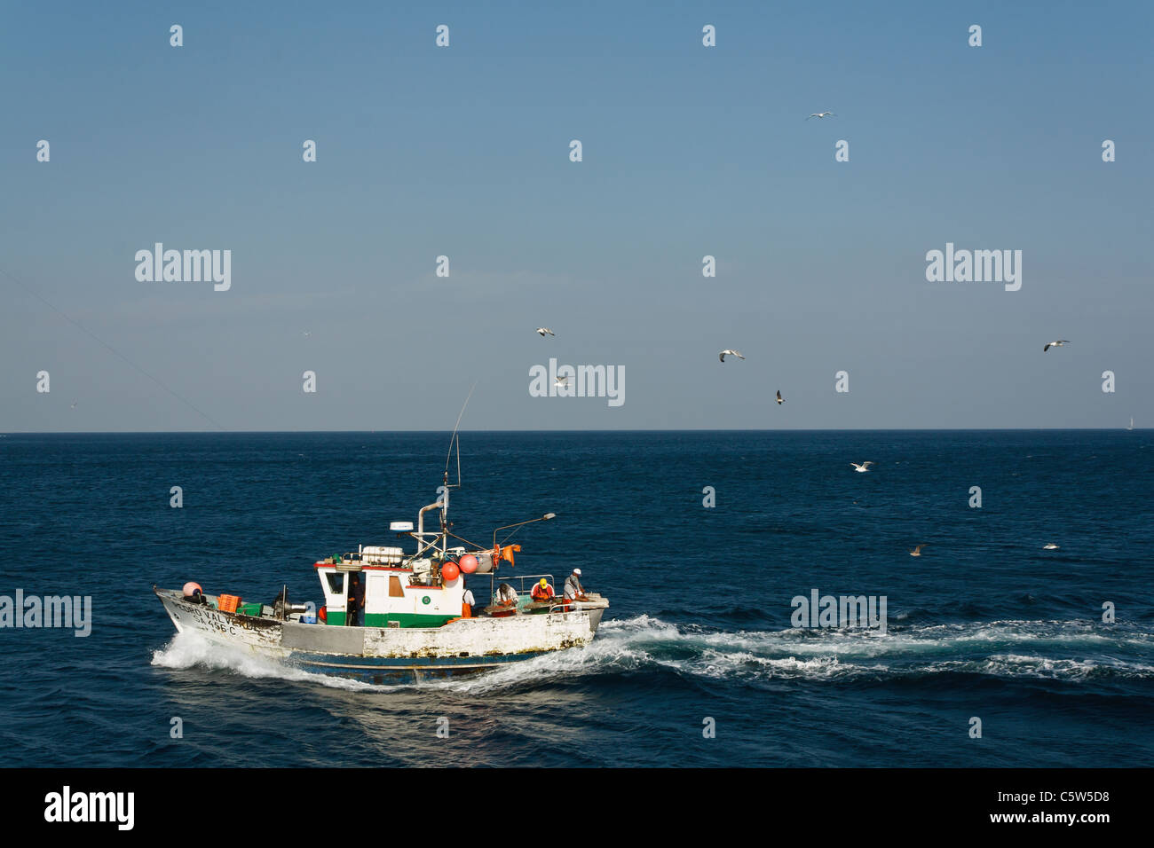 Portugal, Algarve, Sagres, View of fishing boat on sea Stock Photo - Alamy