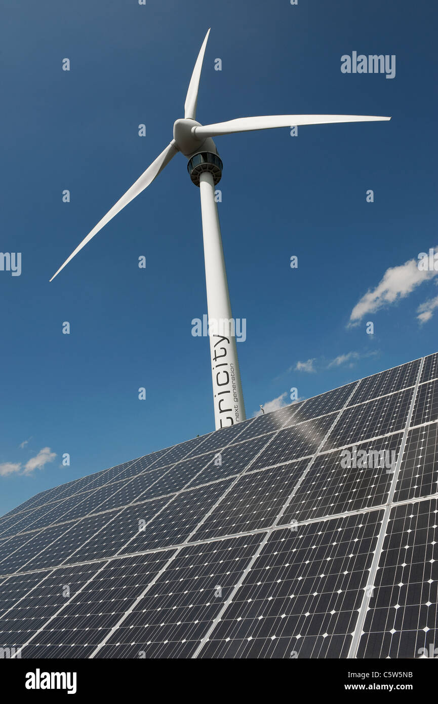 Solar cells and wind turbines hi-res stock photography and images - Alamy