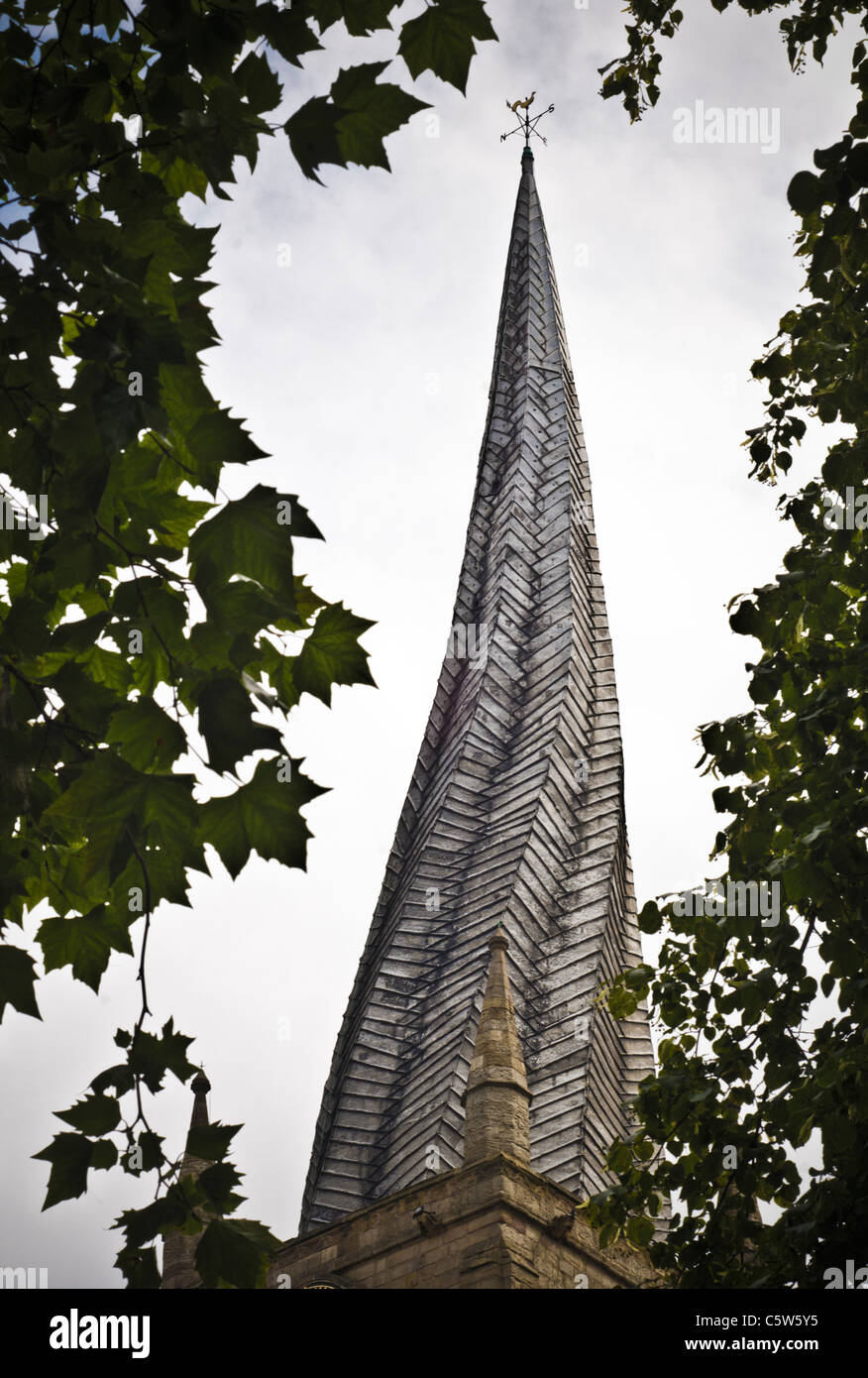The famous crooked spire of Chesterfield Parish Church. UK Stock Photo ...