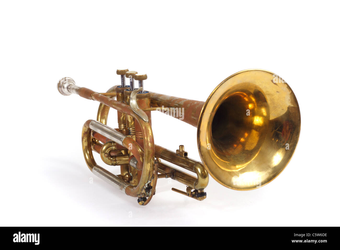 Old trumpet photo on the white background Stock Photo - Alamy