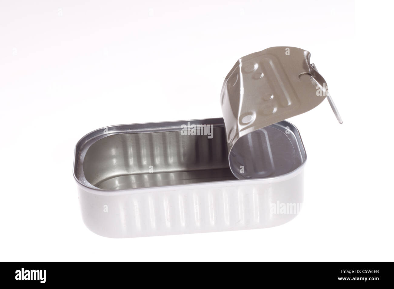 empty tin canned fish isolated on white Stock Photo - Alamy