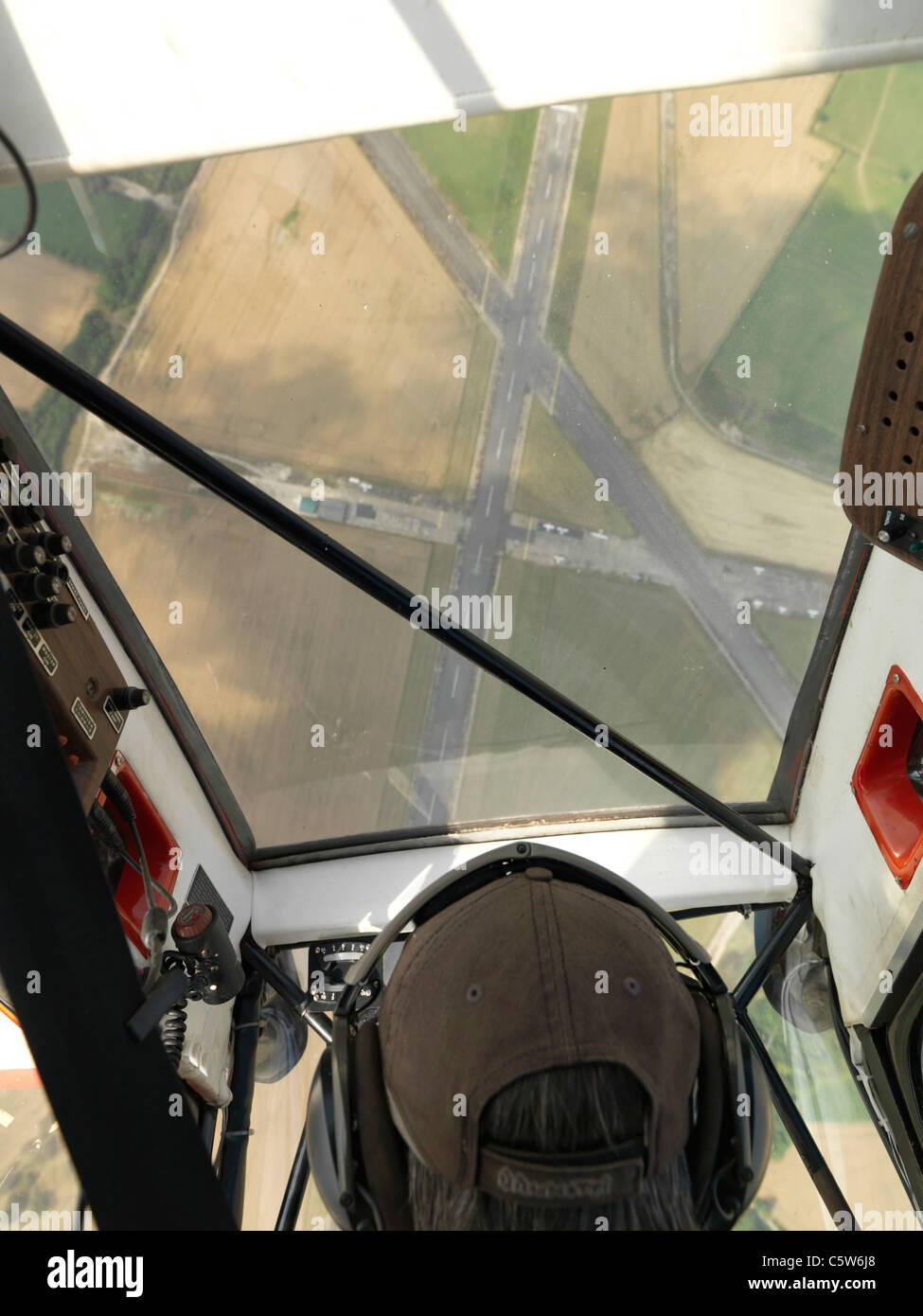 View from light aircraft cockpit Stock Photo - Alamy