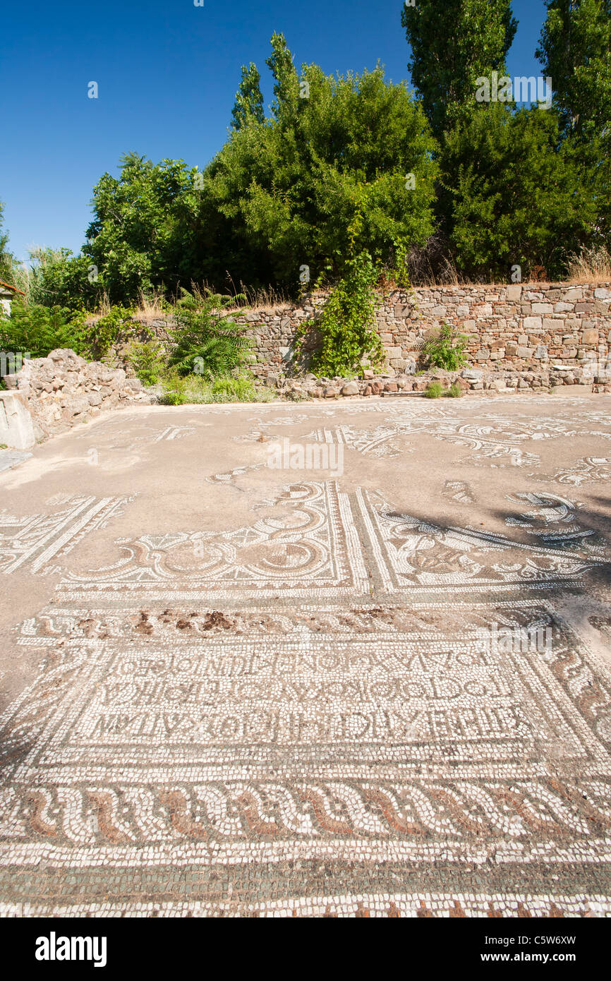 An ancient mosaic floor preserved on the site of a Byzantian church in ...