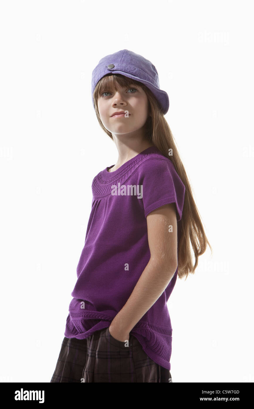 Portrait of a girl (8-9) wearing cap Stock Photo - Alamy