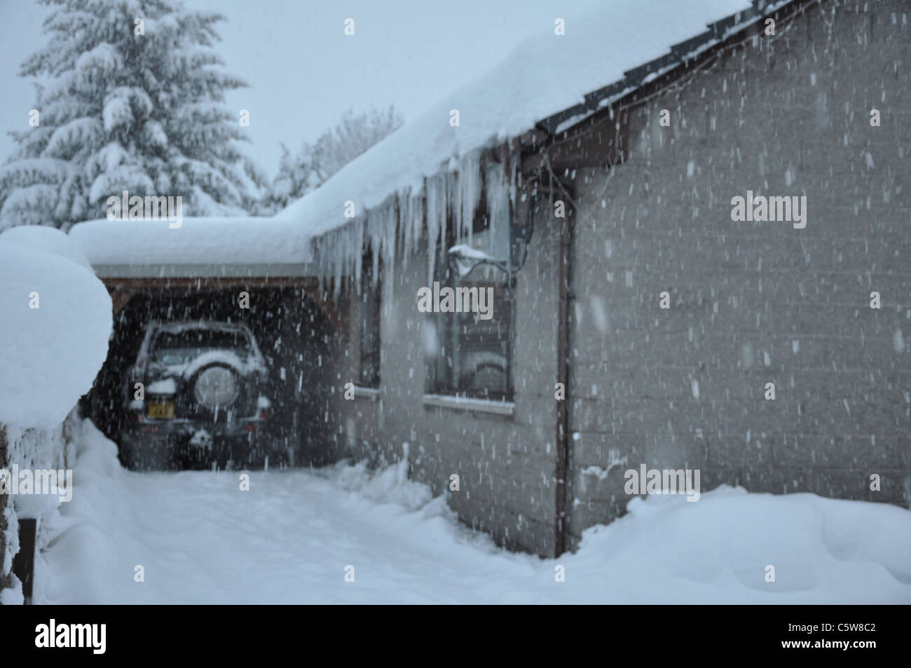 Village life after snow storm, Ballater, Royal Deeside, Scotland Stock ...