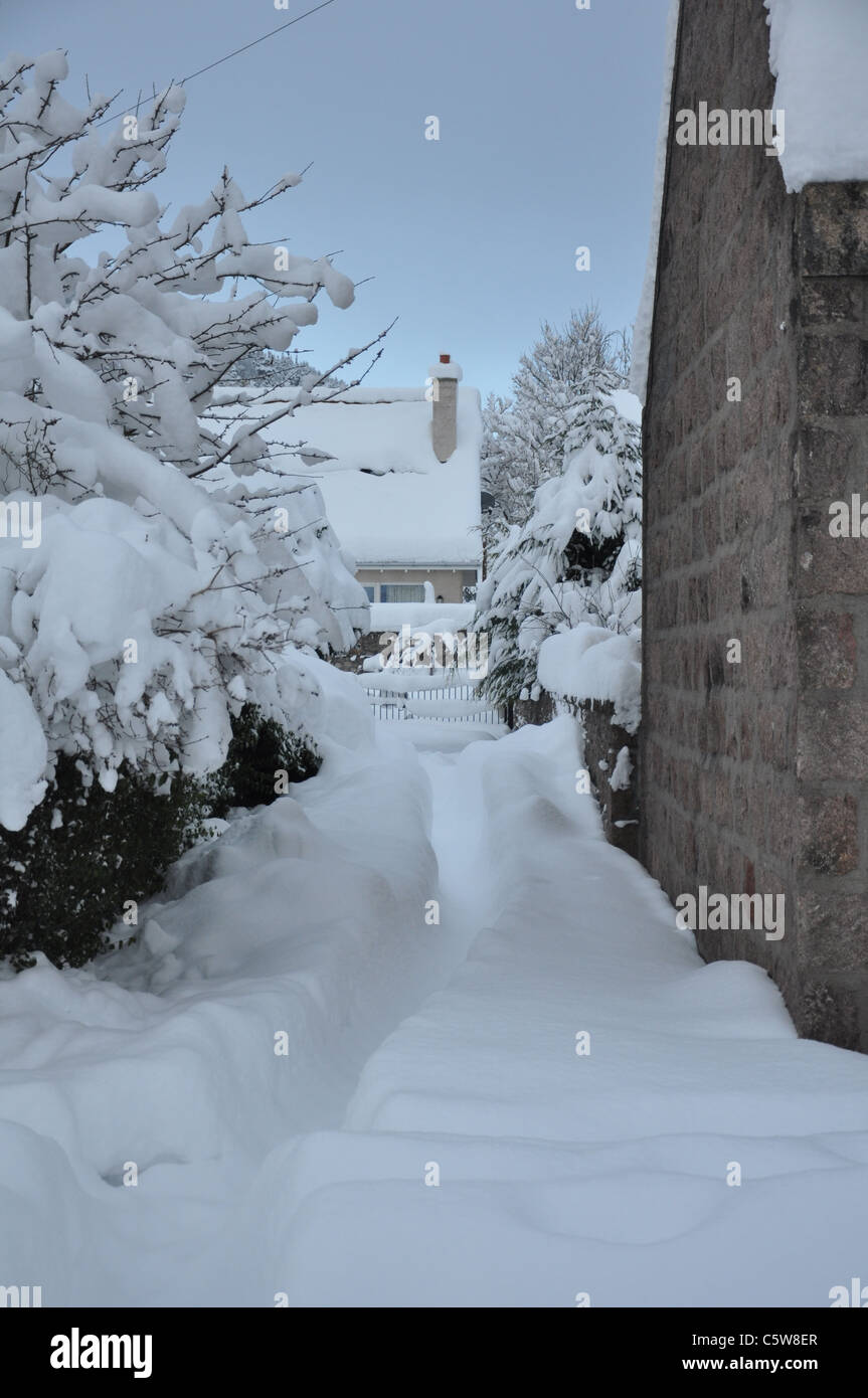 Village life after snow storm, Ballater, Royal Deeside, Scotland Stock ...