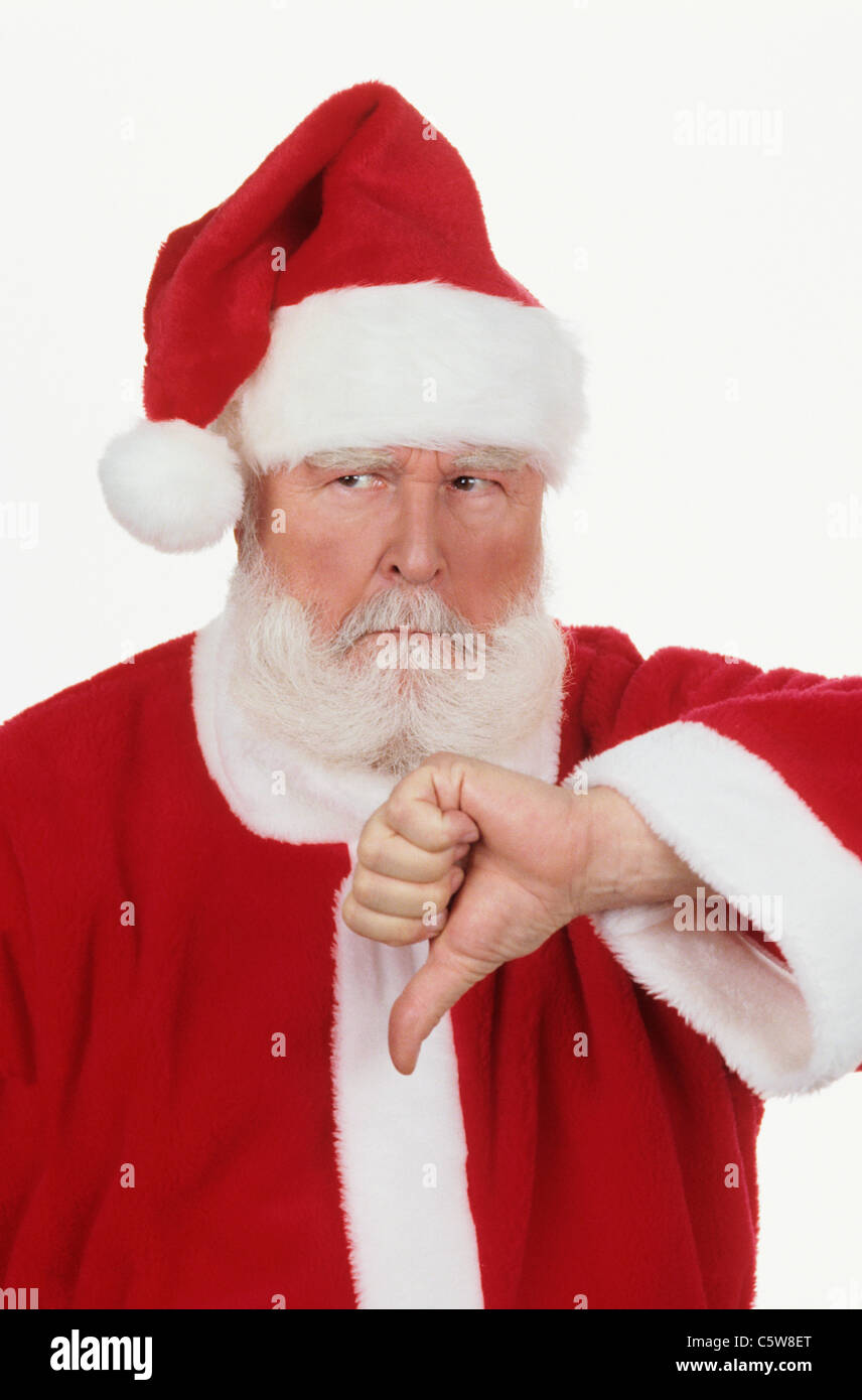 Santa Claus, thumbs down, portrait Stock Photo - Alamy