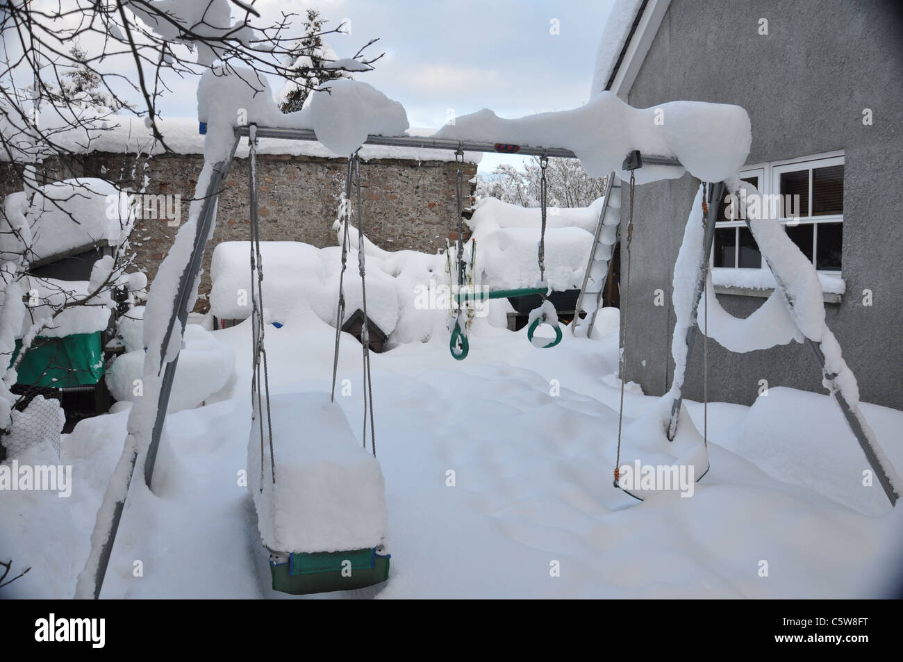 Village life after snow storm, Ballater, Royal Deeside, Scotland Stock ...