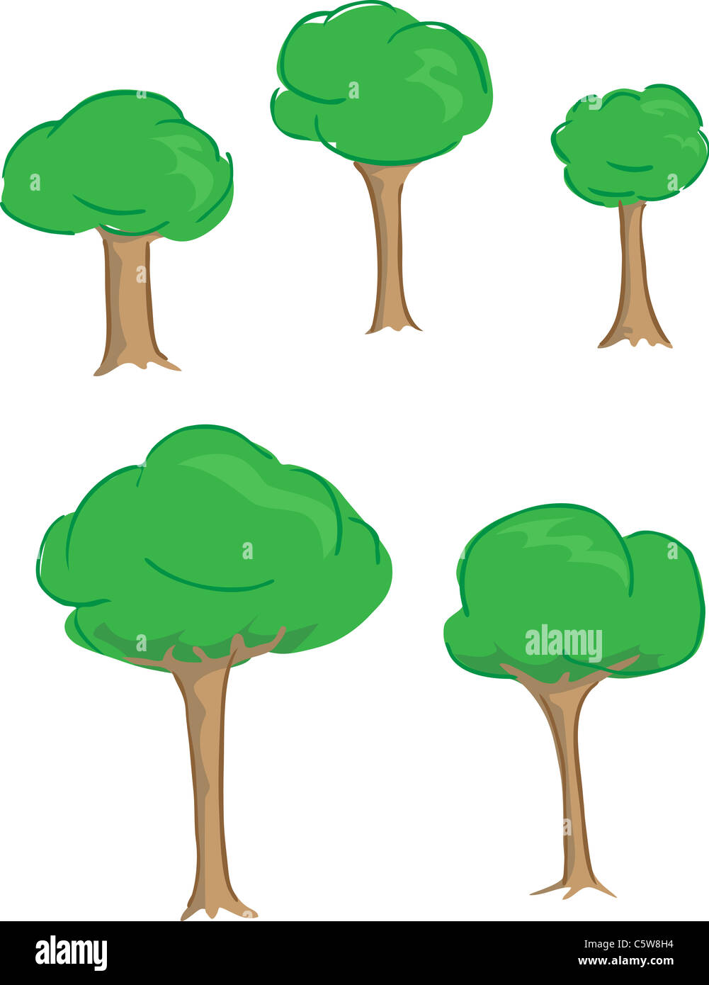 A set of 5 cute puffy trees Stock Photo - Alamy