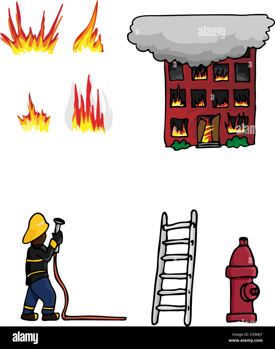 Collection 1 of various fire fighting elements Stock Photo - Alamy