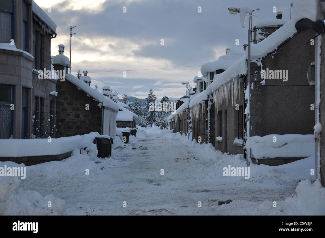 Village life after snow storm, Ballater, Royal Deeside, Scotland Stock ...