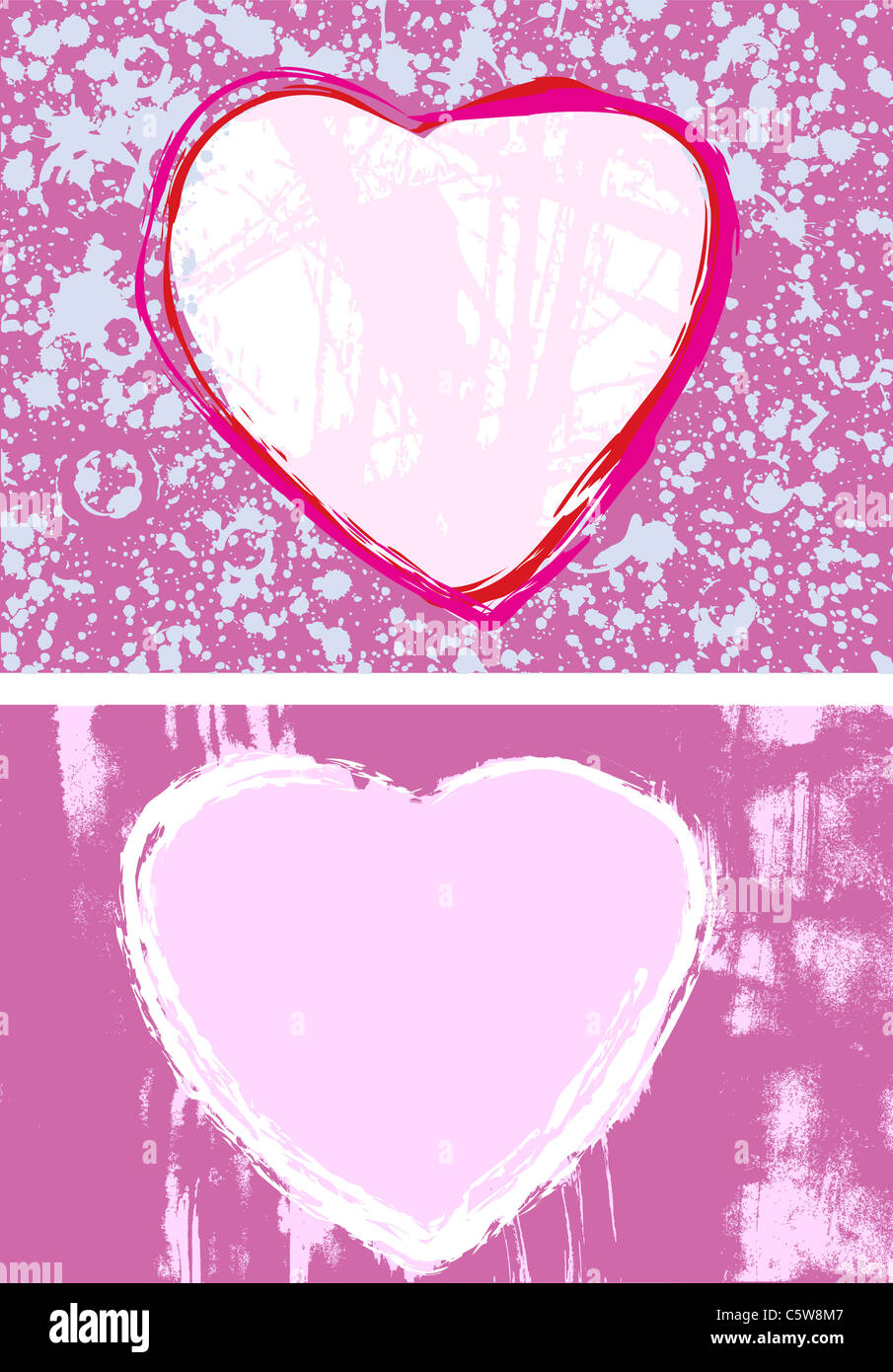 Pair of hand-drawn ink heart-shaped grunge style frames Stock Photo - Alamy