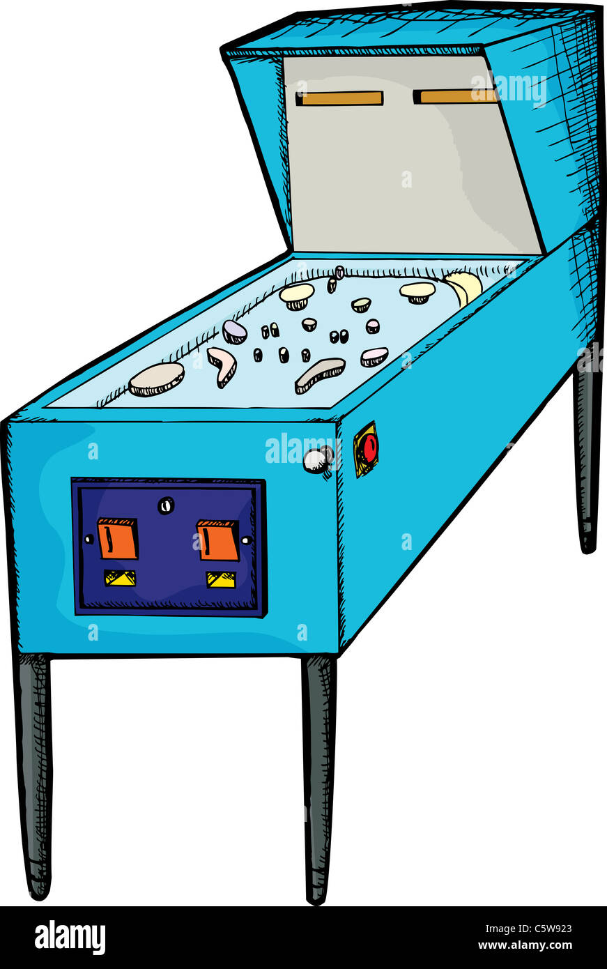 Illustration of a generic design pinball machine with blank skin Stock ...