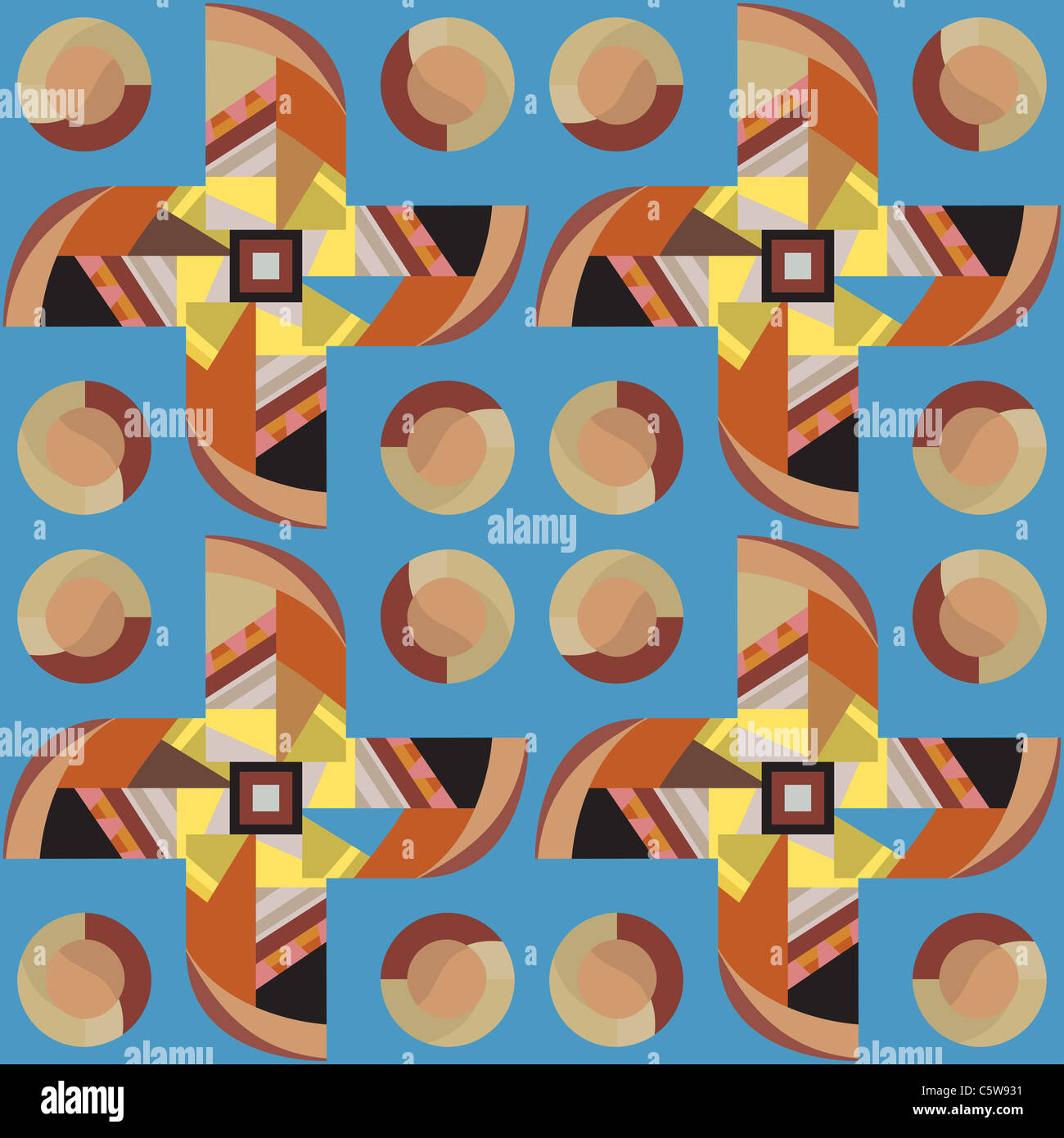 Seamless round and fan shape background pattern Stock Photo - Alamy