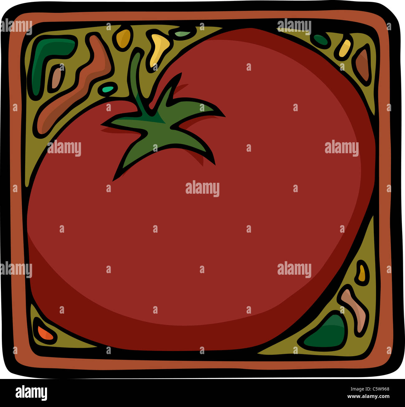 Square design for tomatoes or ingredients as a label, icon or ...