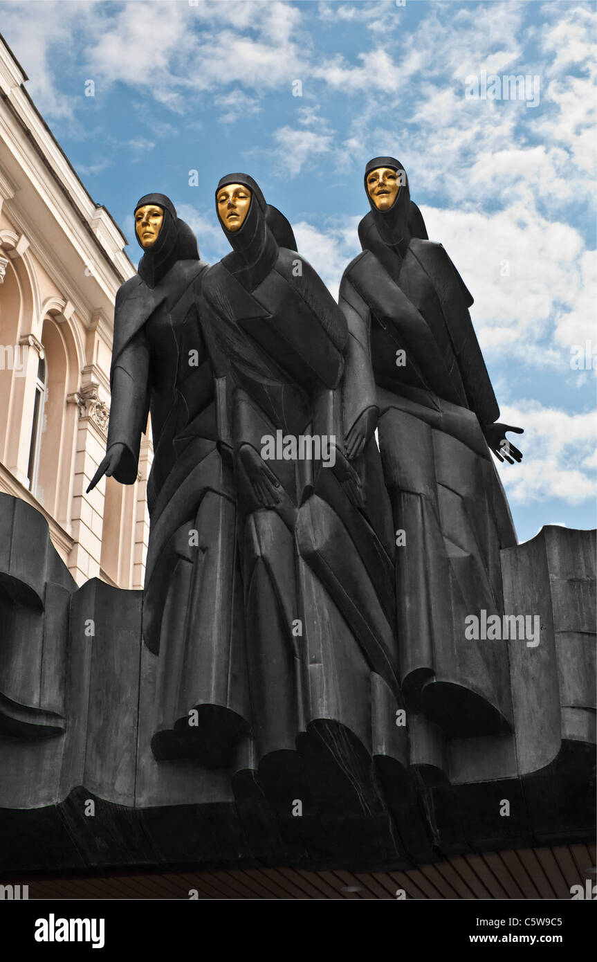 Statue of three muses, National Drama Theatre - Vilnius, Lithuania ...