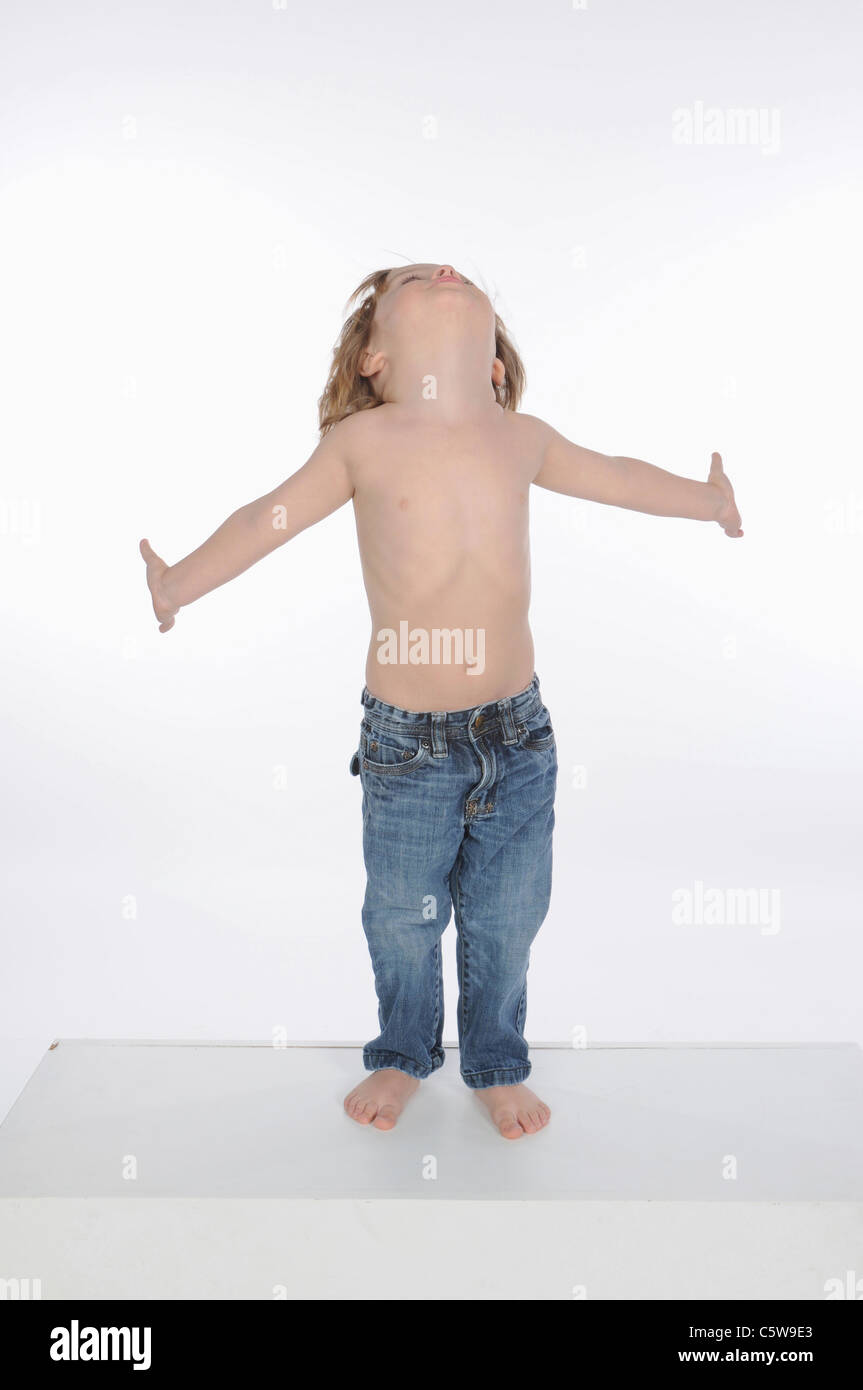 Little boy (2-3) with bare chest, arms out, portrait Stock Photo - Alamy