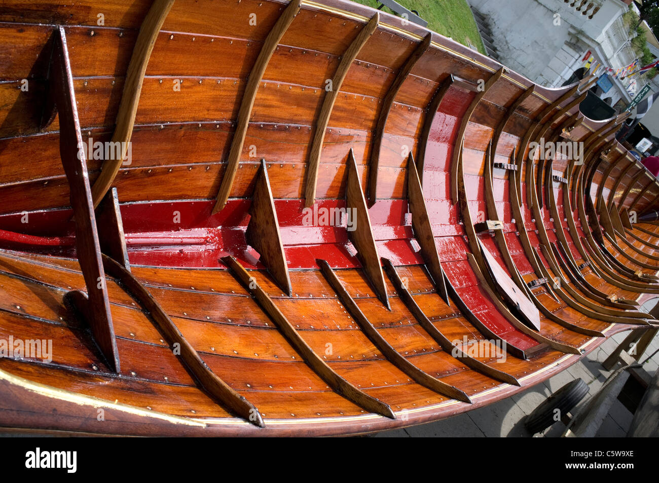 Newly Varnished Rowing Boat Interior at Richmond Stock Photo - Alamy