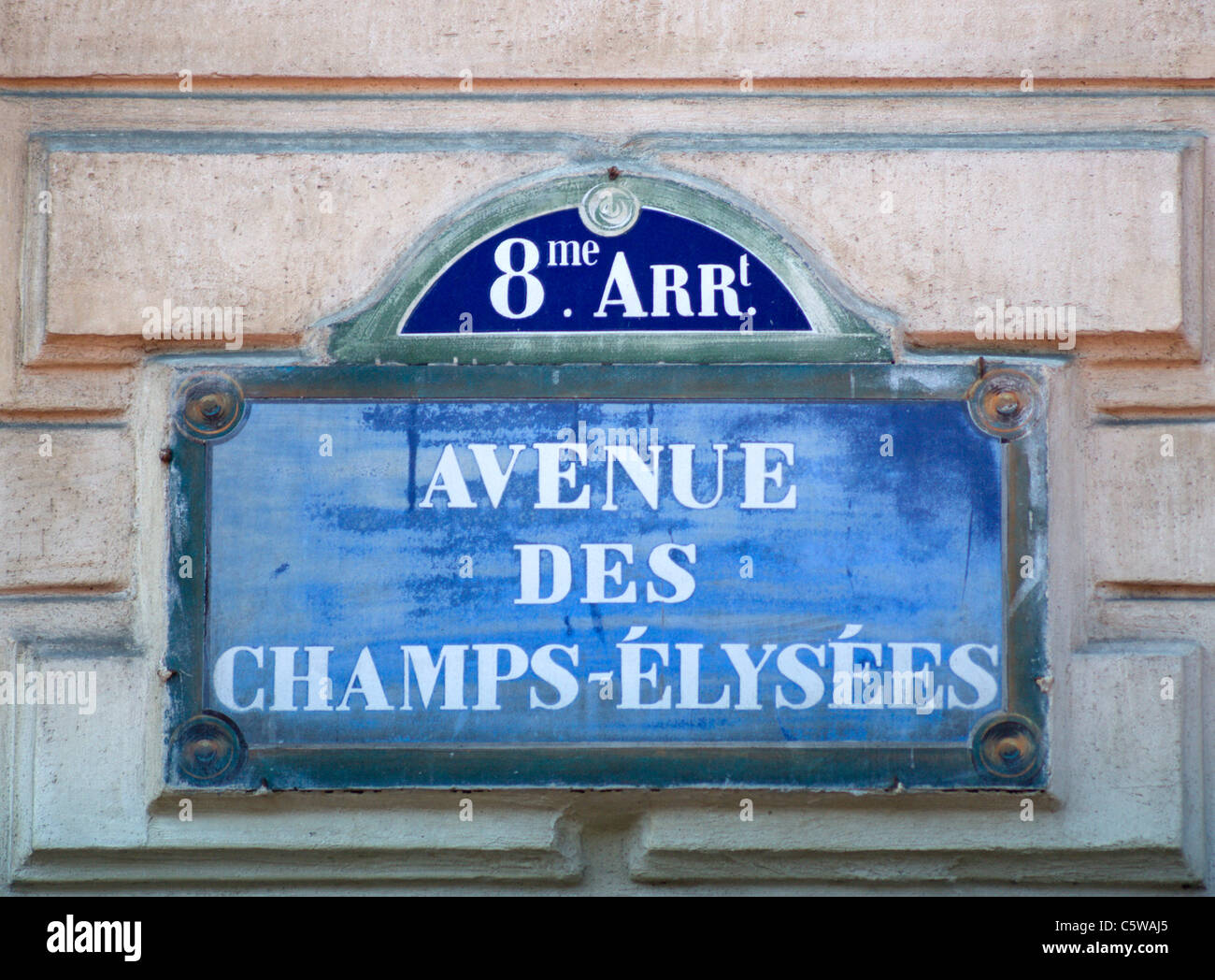 France, Paris, road sign, Avenue des Champs Elysees, close up Stock ...