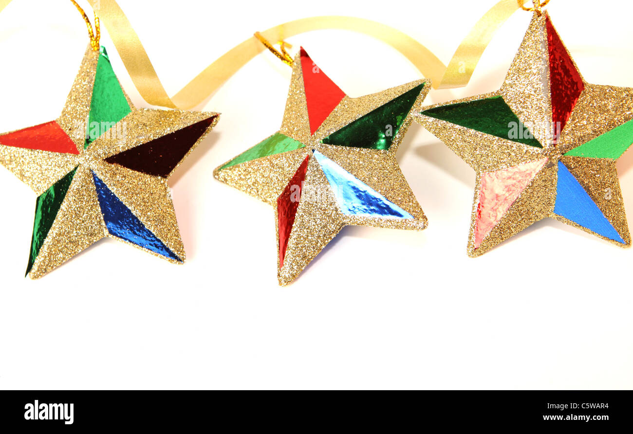 String of Christmas Star Ornaments Stock Photo - Alamy