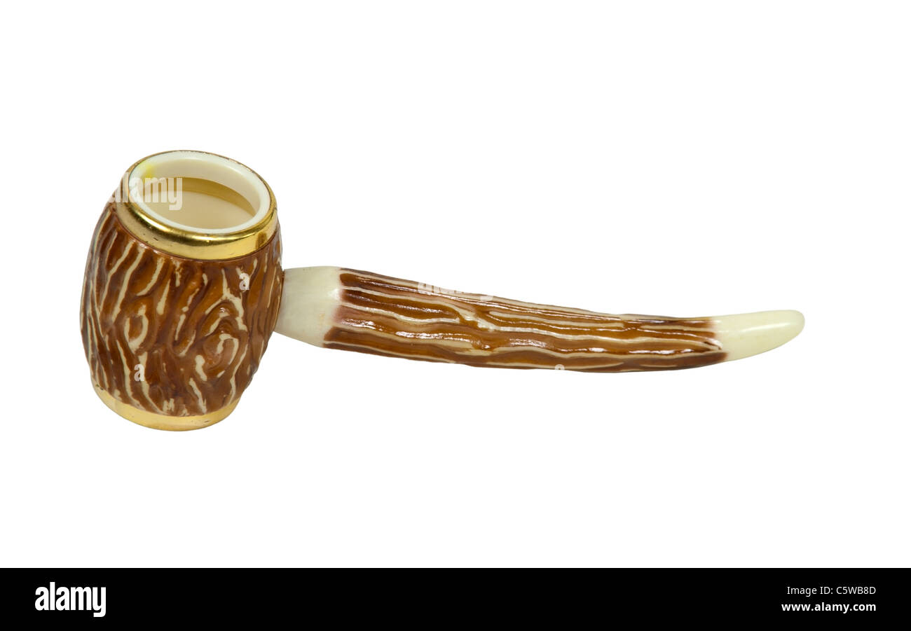 Retro carved pipe made to look like whittled wood - path included Stock ...