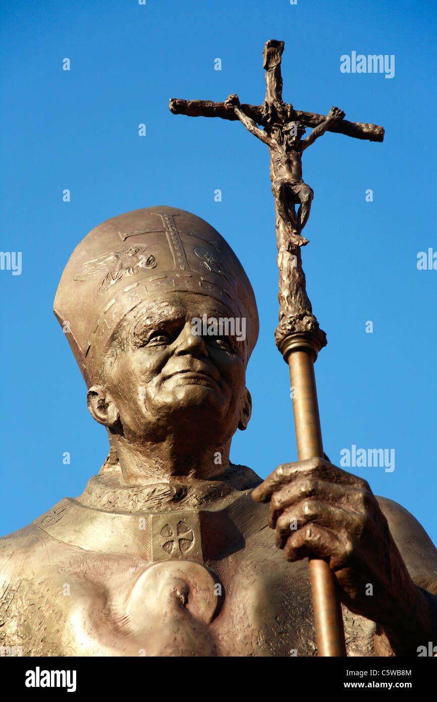 Poland, Cracow, A statue of late Polish pope John paul II Stock Photo ...