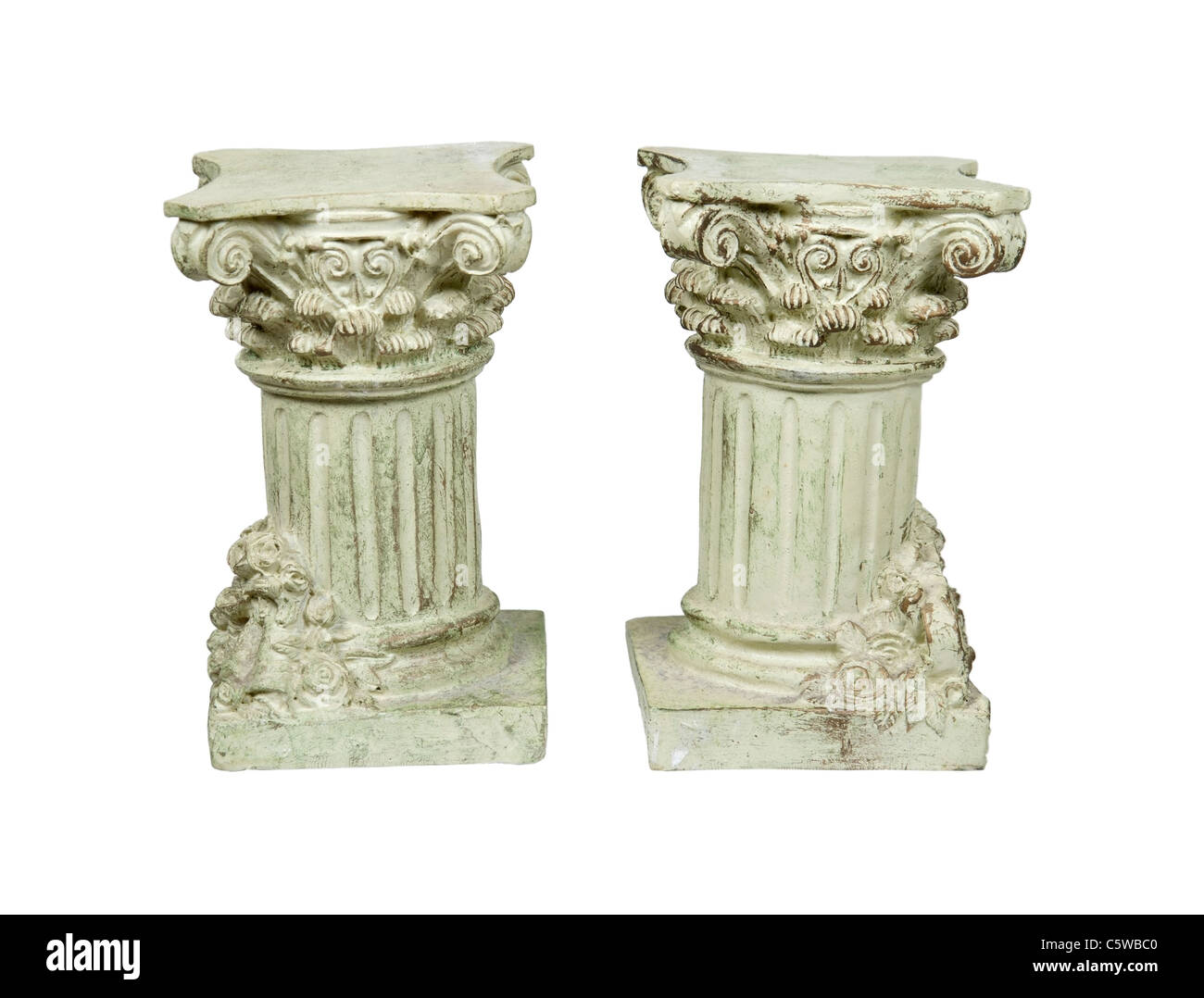 White stone formal columns for supporting the roof - path included ...