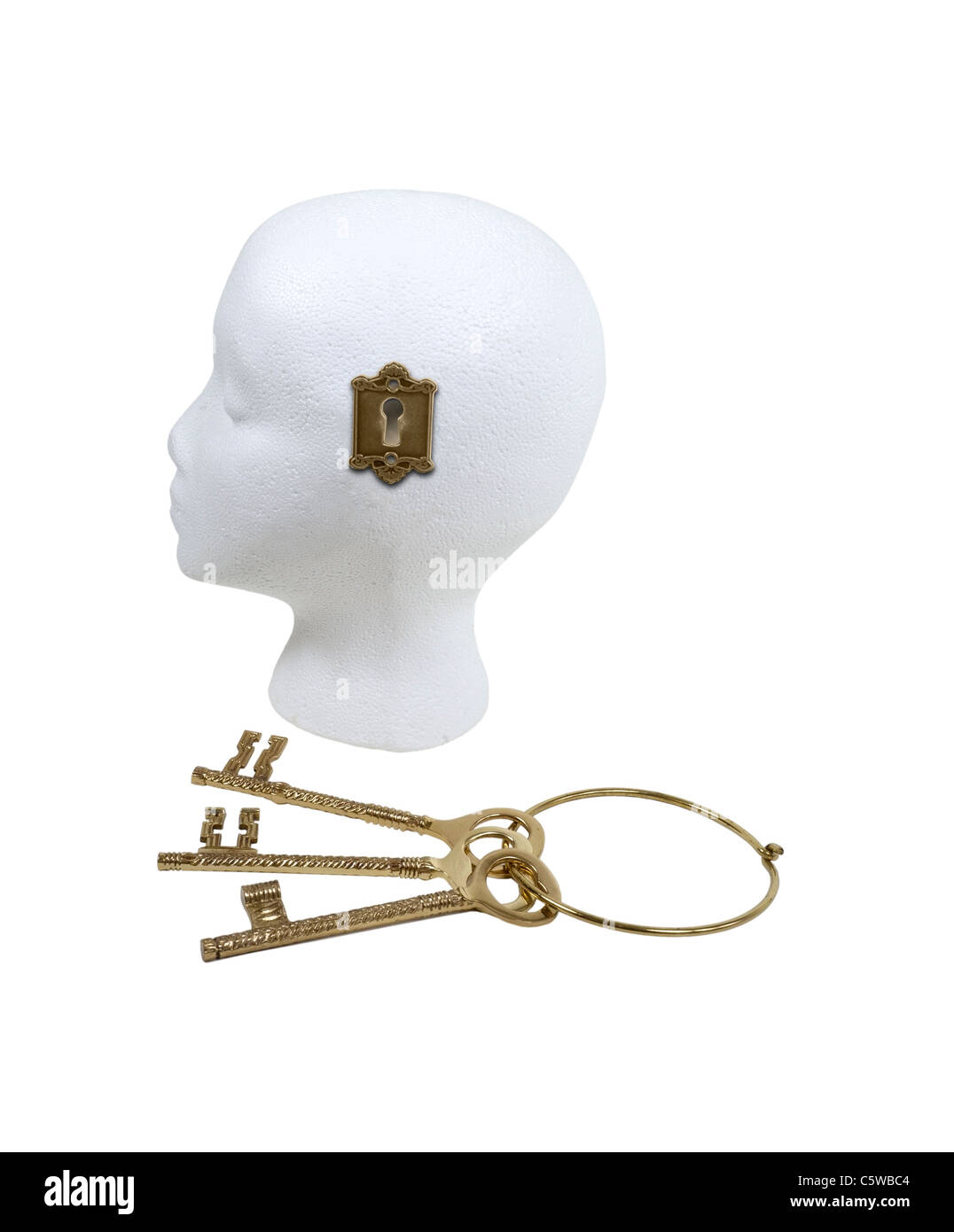 Unlocking creativity shown by a set of ornate keys and a keyhole on a ...