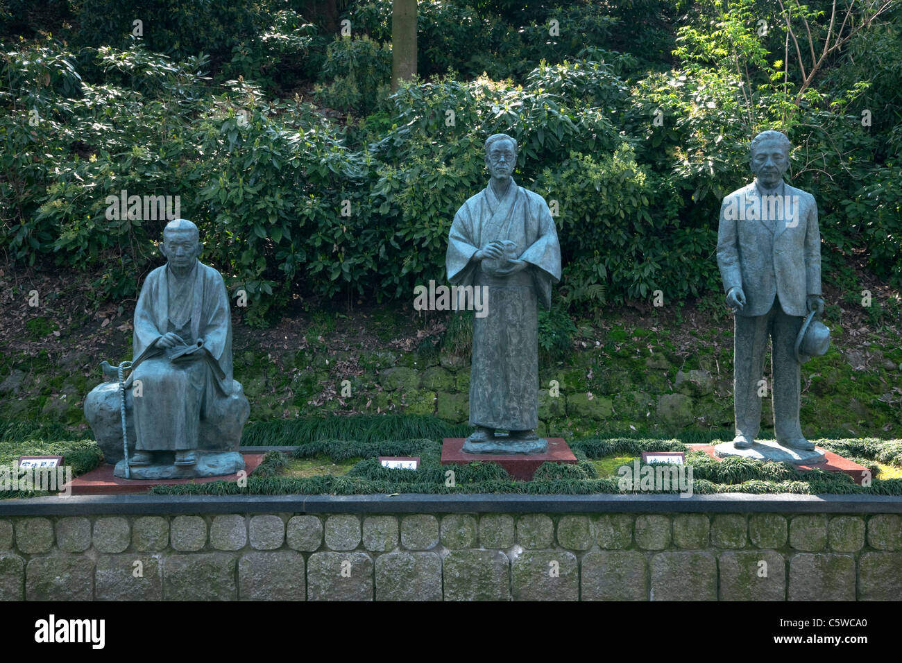 Statue of three great literary master from kanazawa hi-res stock ...