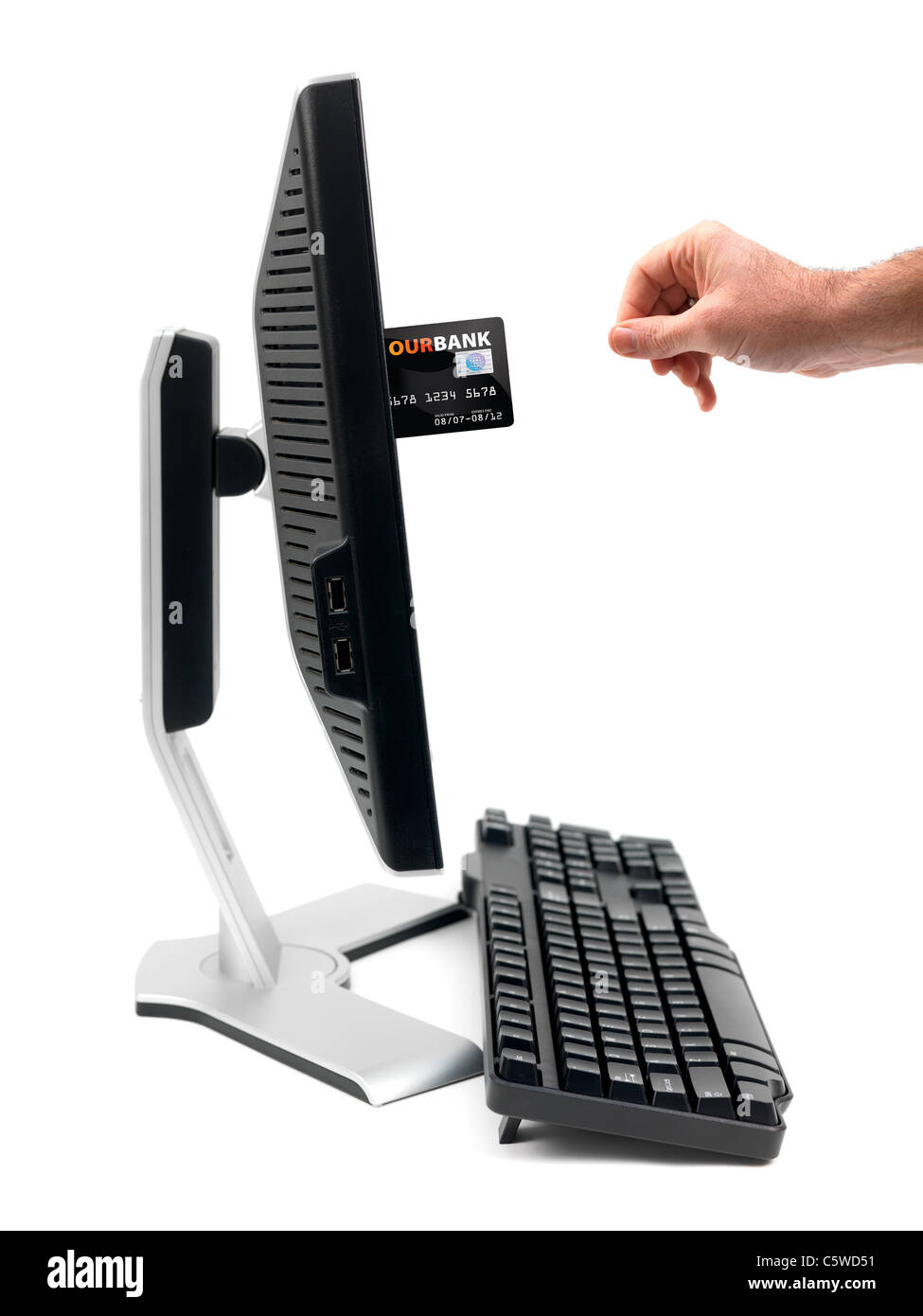 Woman using bank card Cut Out Stock Images & Pictures - Alamy