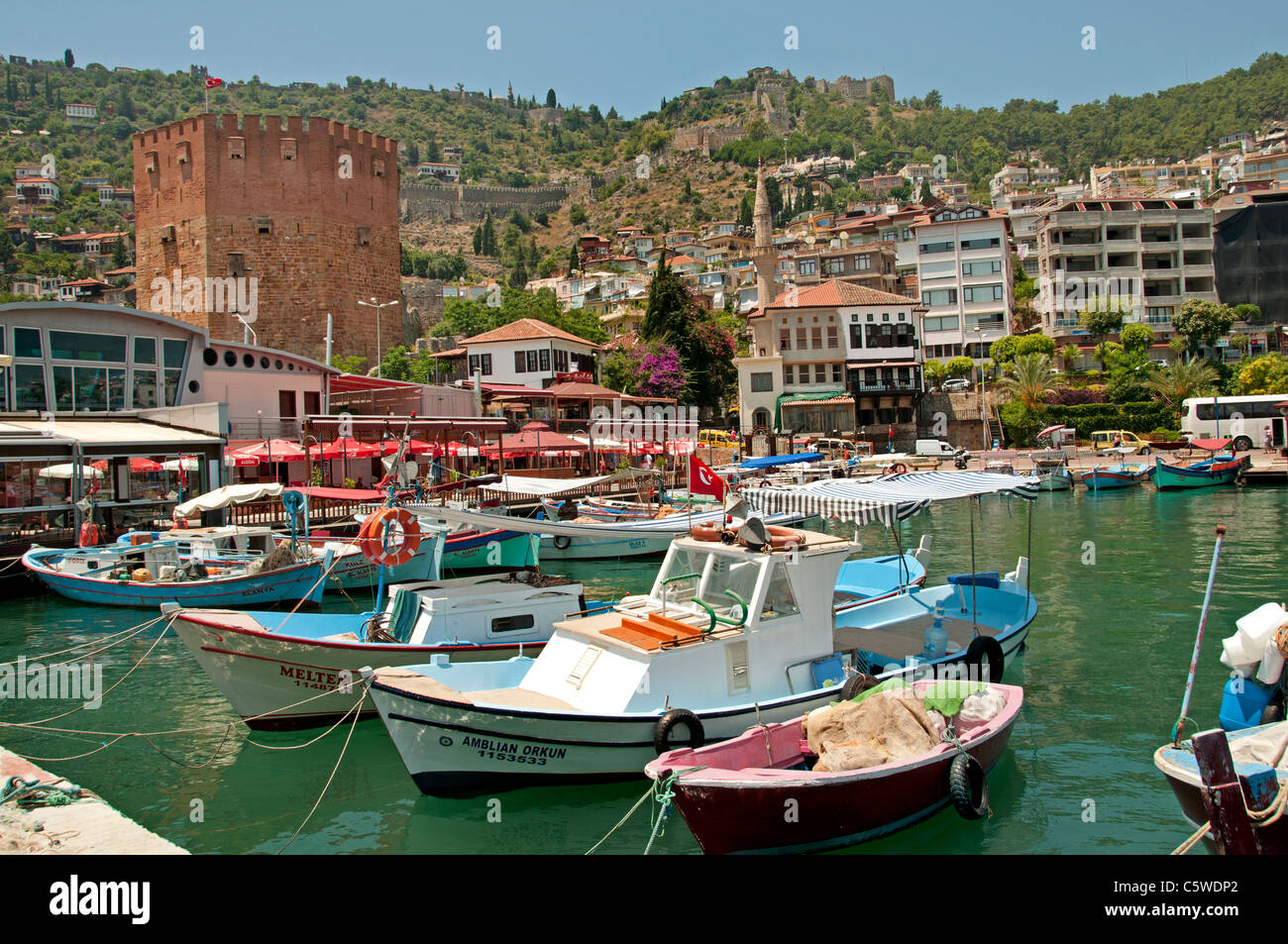 Alanya Boat Town Ship Turkey Port Harbor Beach Sea Stock Photo - Alamy