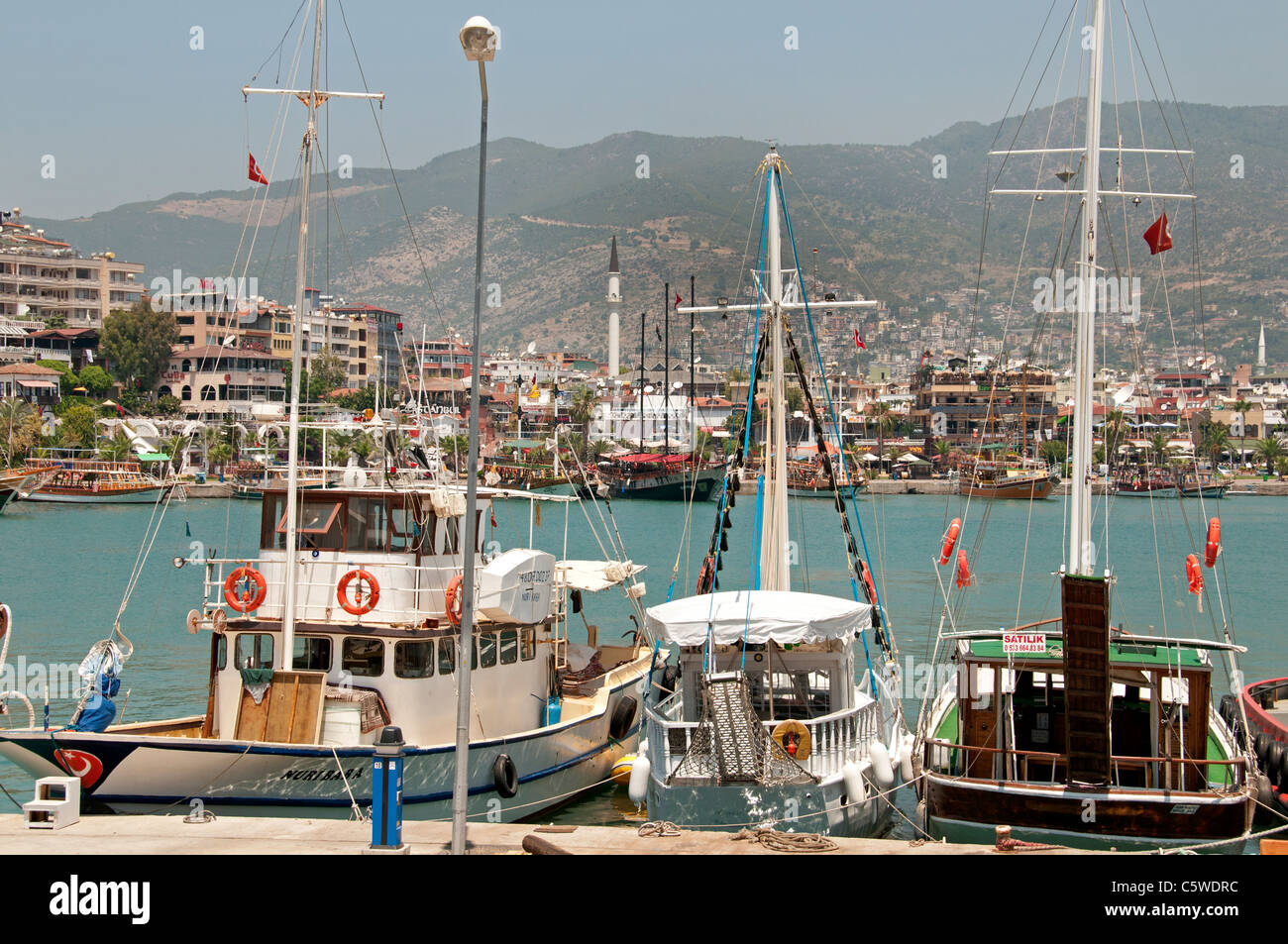 Alanya Boat Town Ship Turkey Port Harbor Beach Sea Stock Photo - Alamy