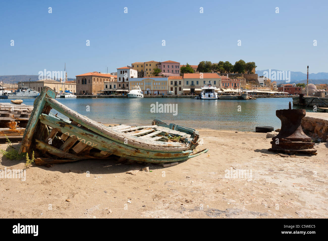 Old fishing boat. Chania, Crete, Greece Stock Photo - Alamy