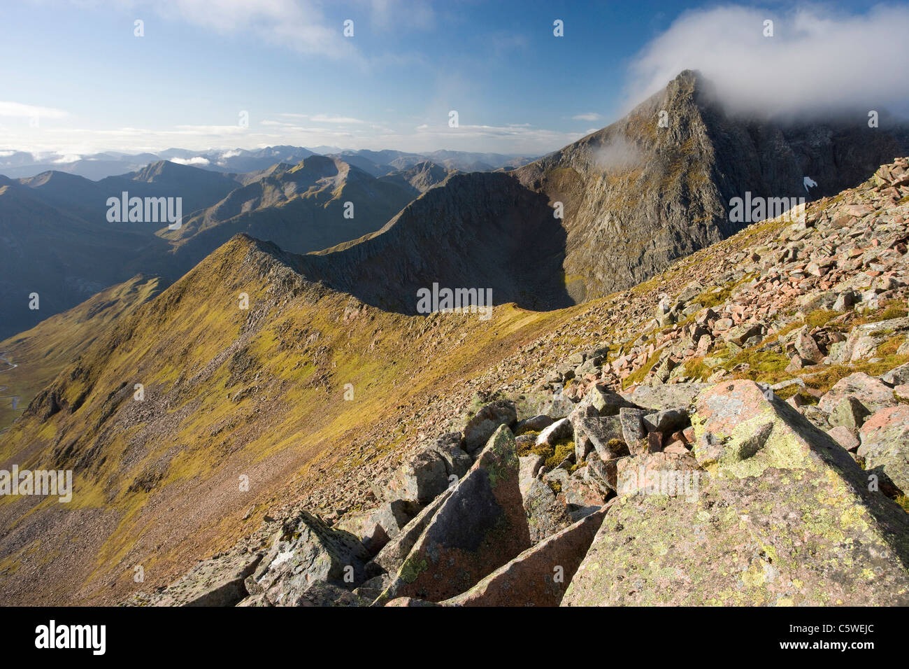 Ben Nevis and Carn Mor Dearg arete, Lochaber, Scotland, Great Britain ...