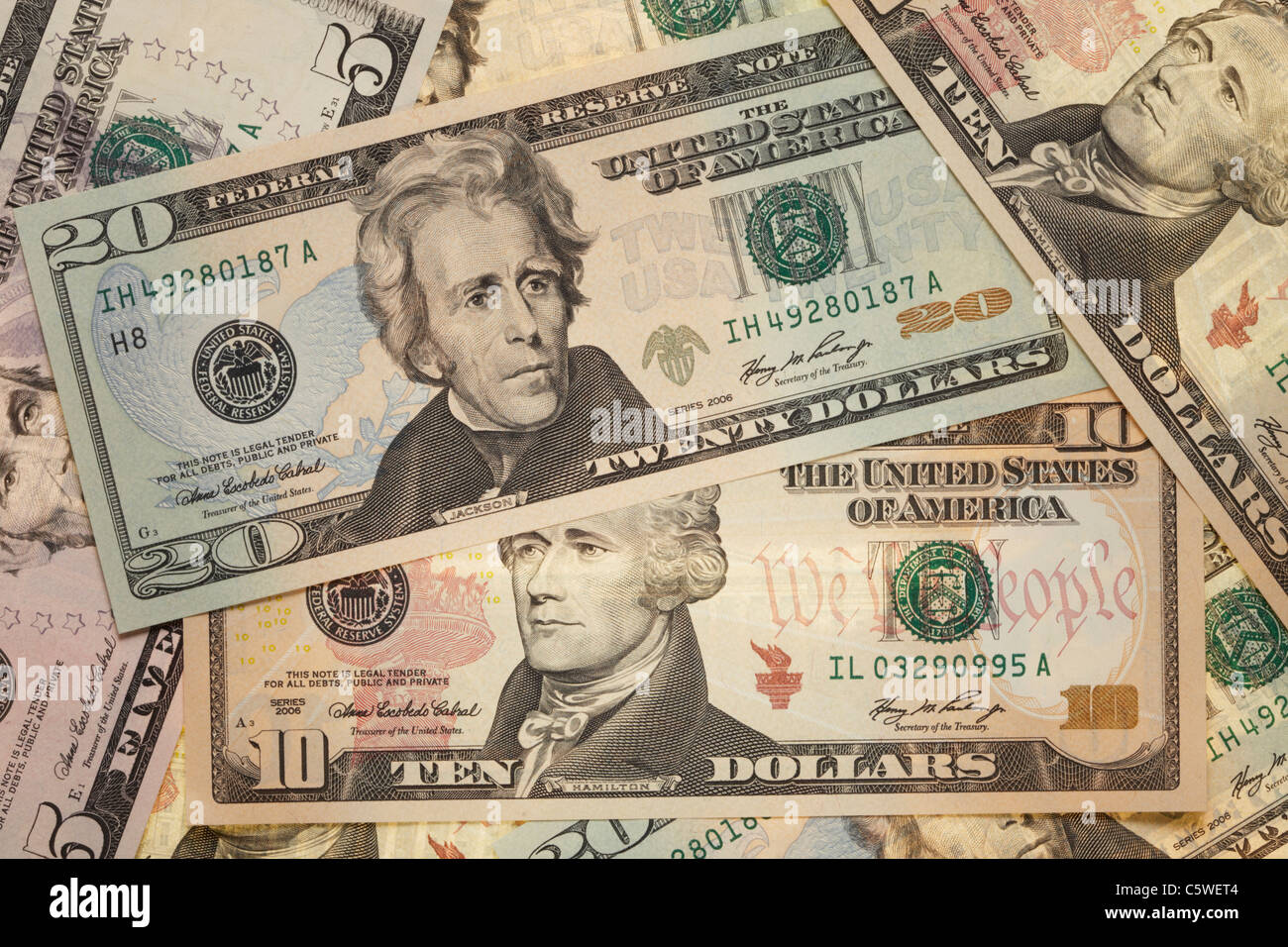 US Dollar notes, elevated view, full frame Stock Photo - Alamy
