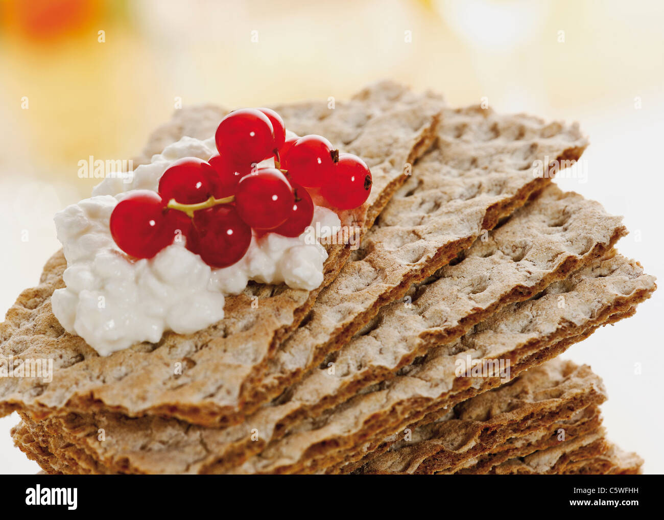Stacked cracker bread with redcurrant Stock Photo - Alamy