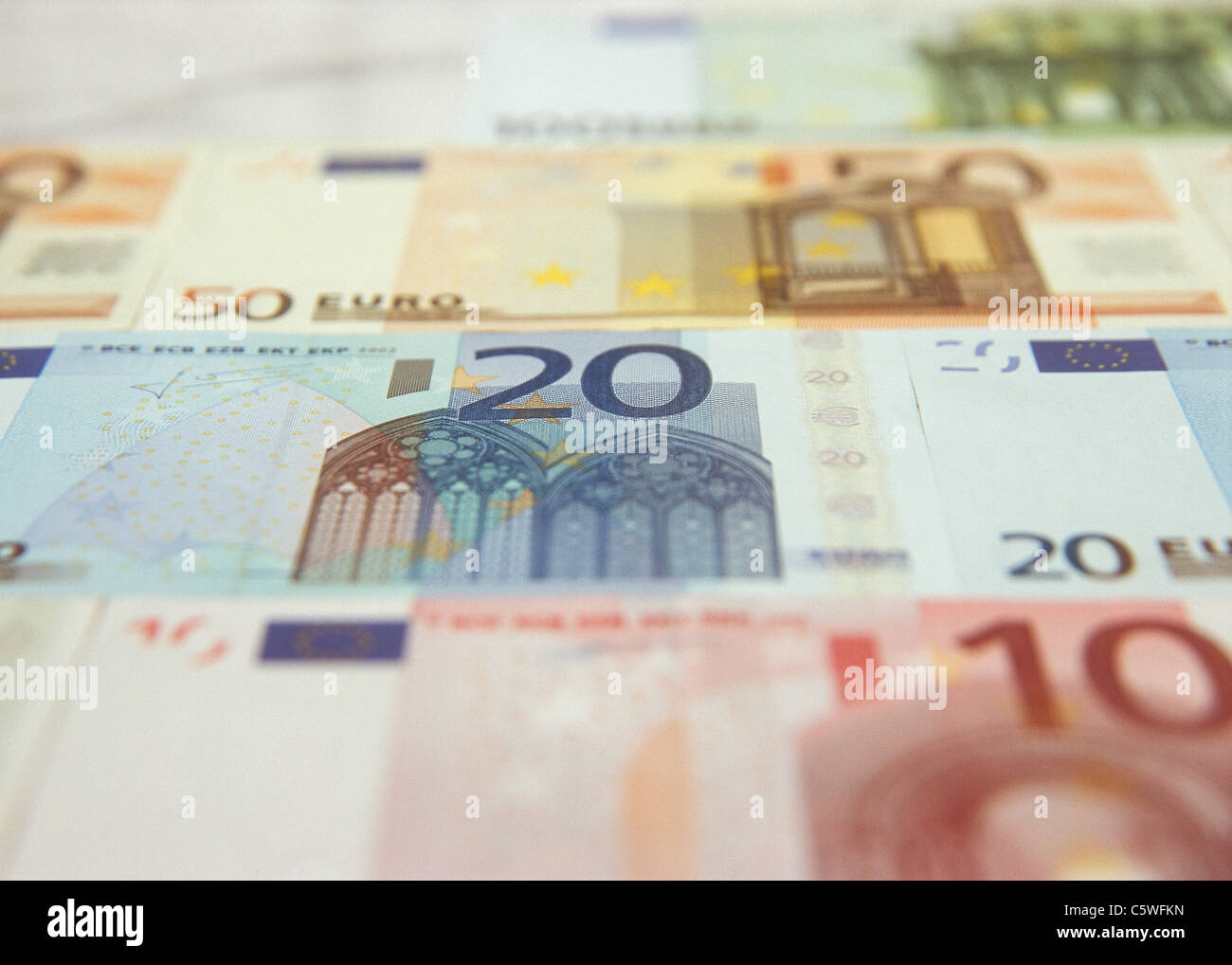 Variety of euro notes, close up Stock Photo - Alamy