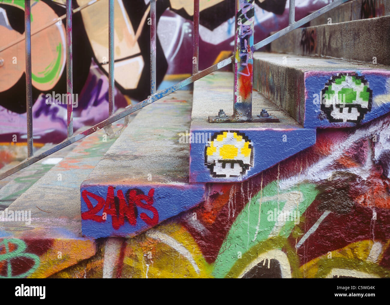 Paris, France, Graffiti on stairs Stock Photo - Alamy