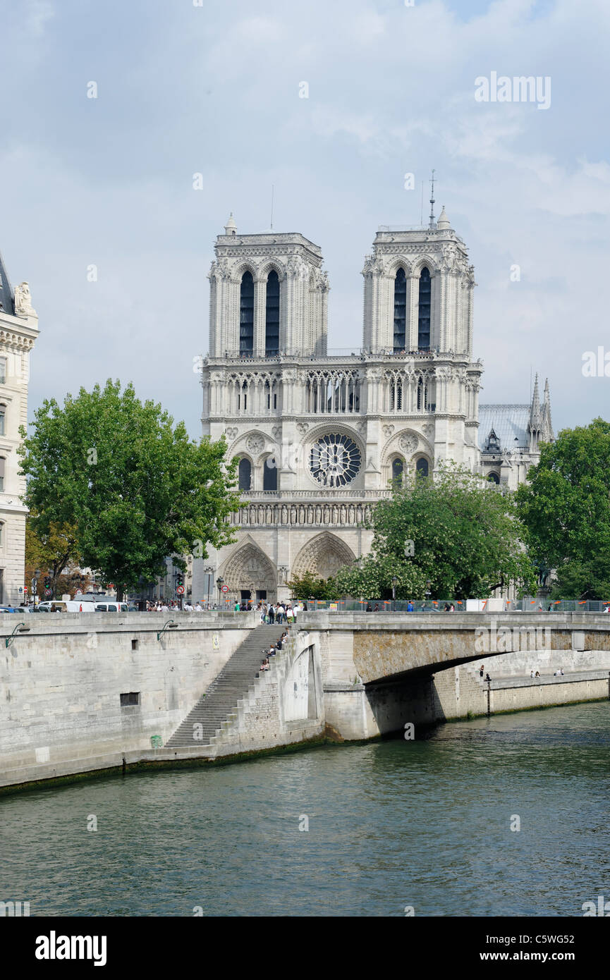 Notre Dame Cathedral by the River Seine in Paris Stock Photo - Alamy