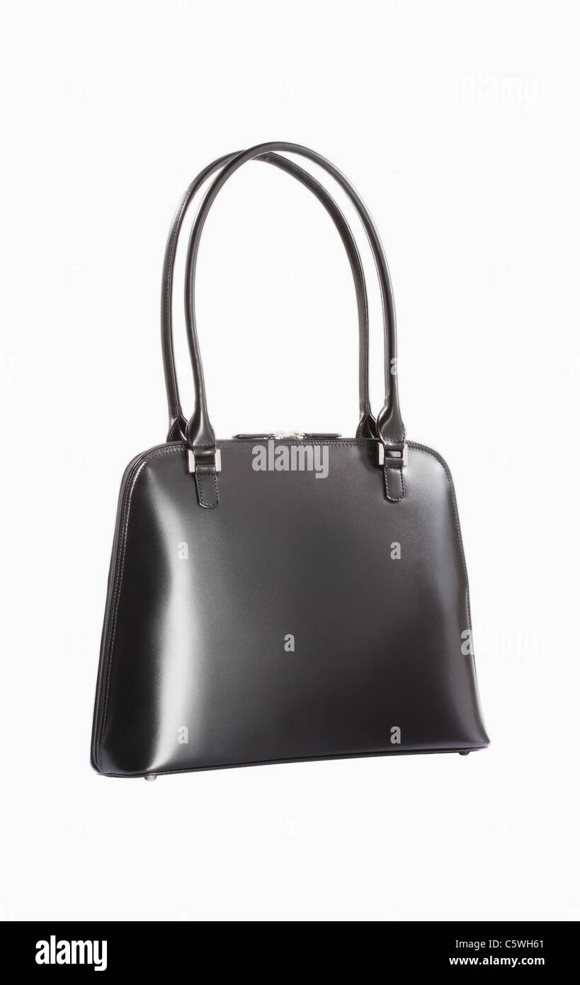 Black leather purse against white background Stock Photo - Alamy
