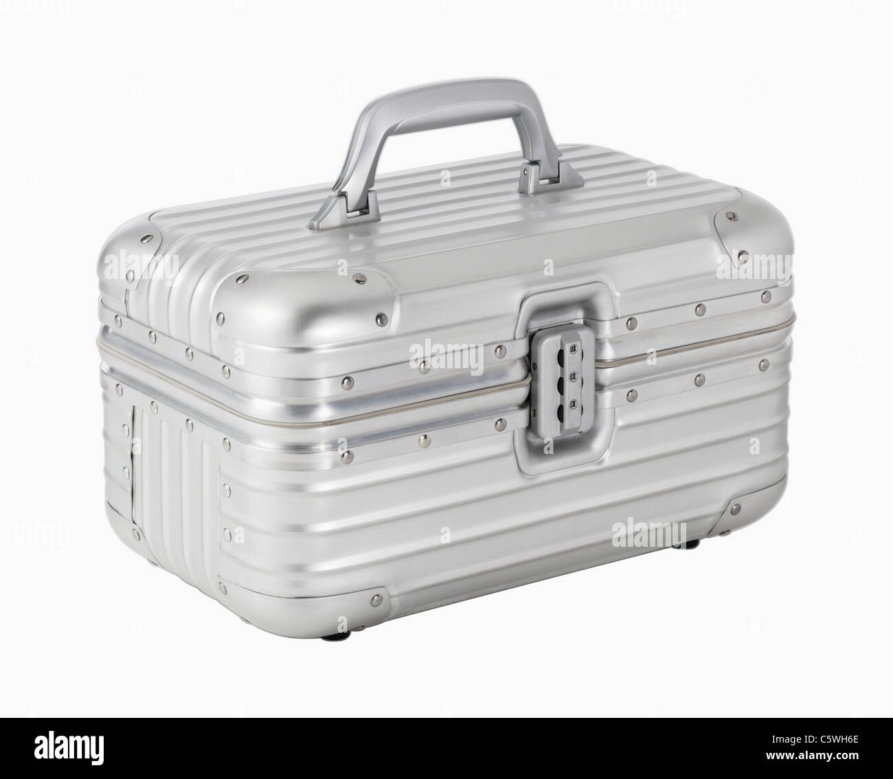 Aluminum make-up case on white background Stock Photo - Alamy